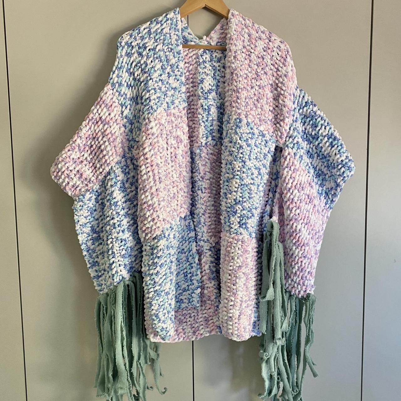Ice Cream Knitted Haori in Winter colourway Hand... - Depop
