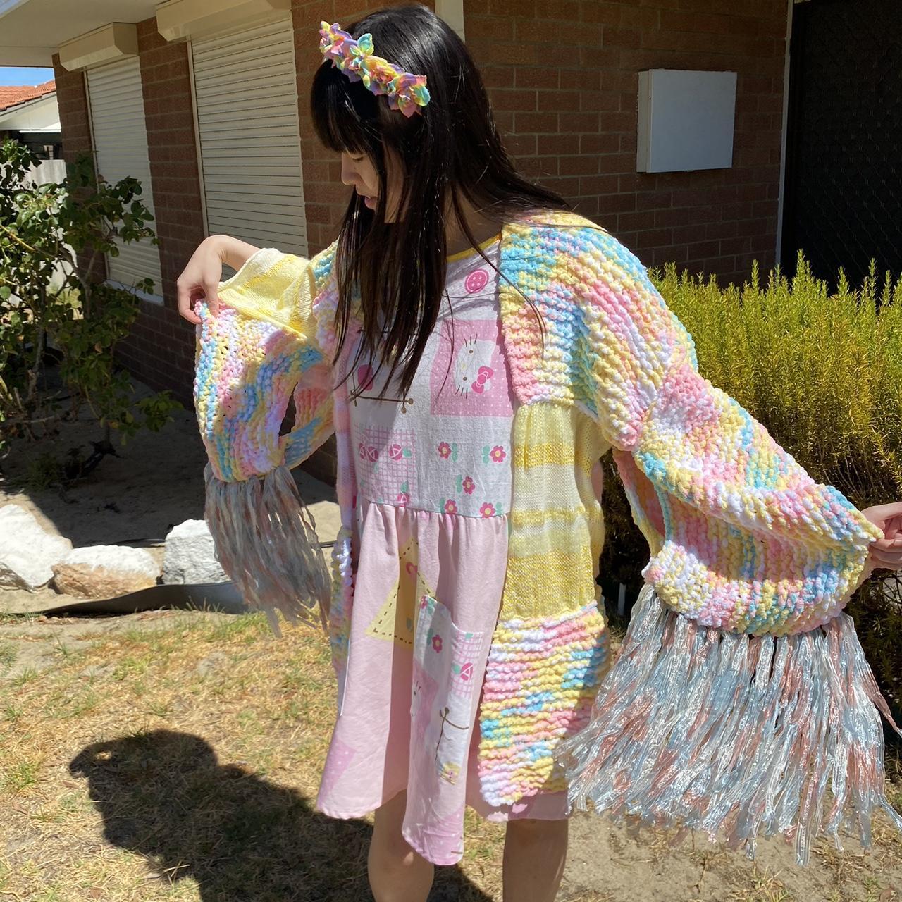 Ice Cream Knitted Haori in Summer colourway. Hand... - Depop