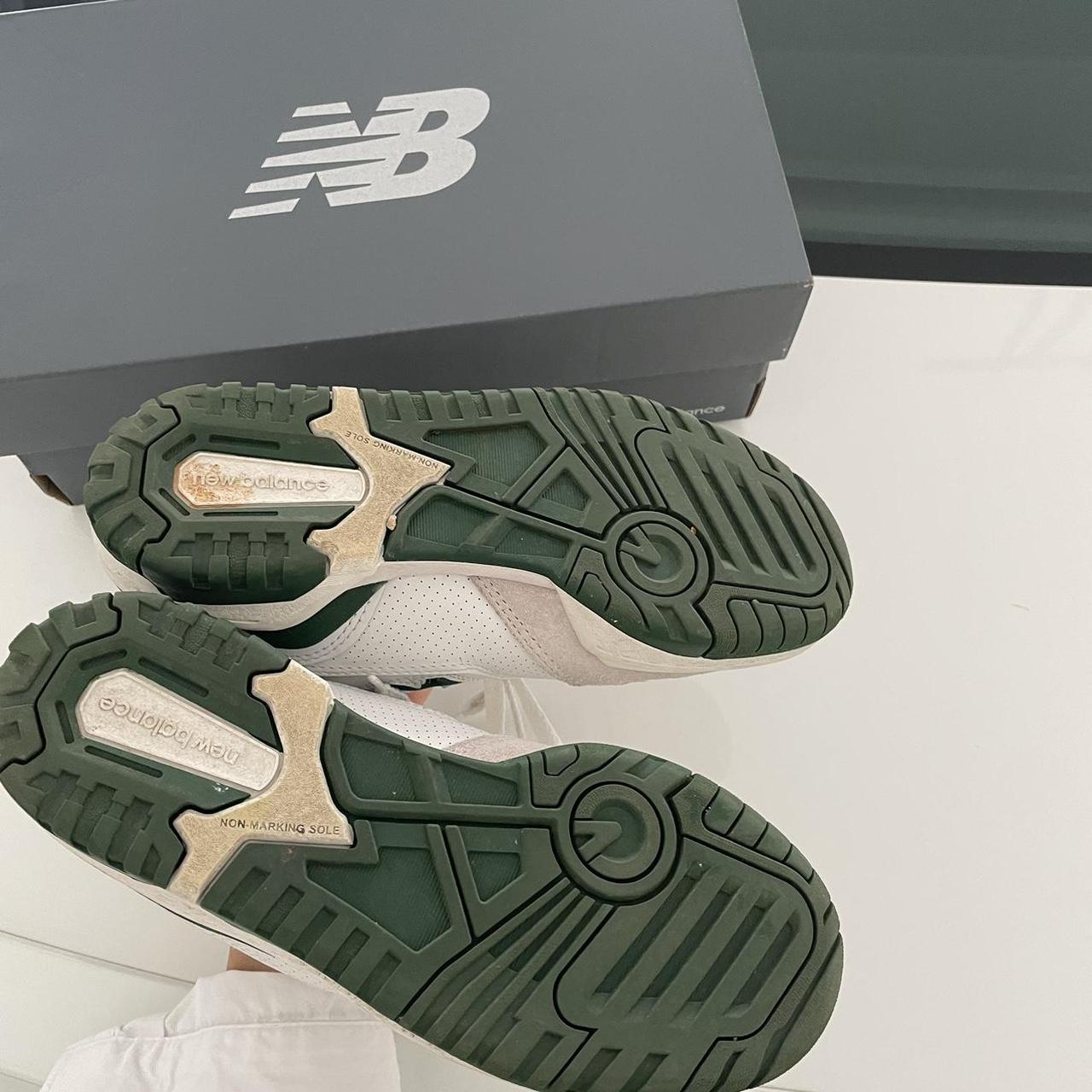 New Balance Women's White and Green Trainers | Depop