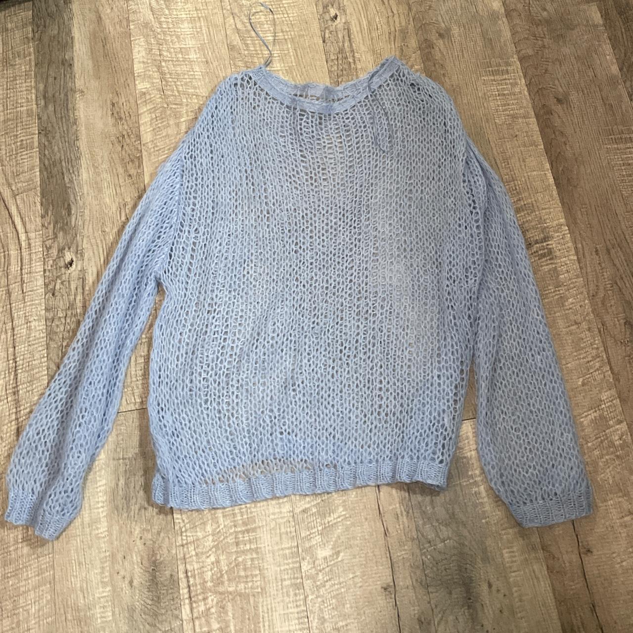 prettiest periwinkle blue loose knit sweater from... - Depop