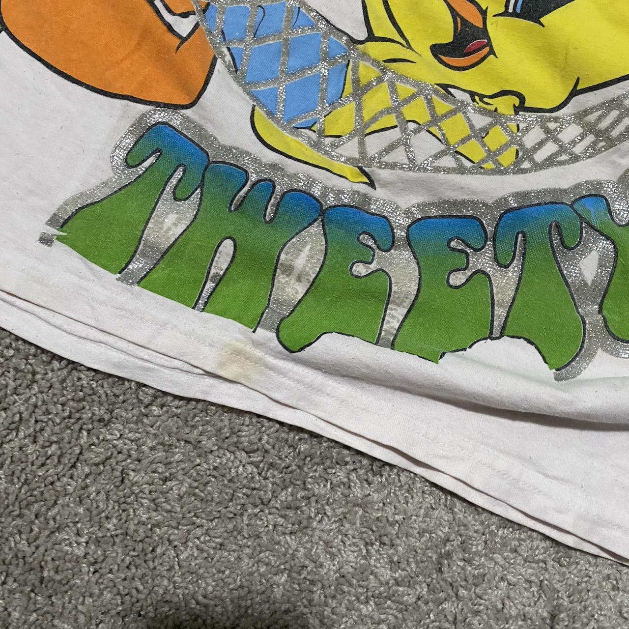 Vintage 90s Looney Tunes Tweety Bird white and... - Depop