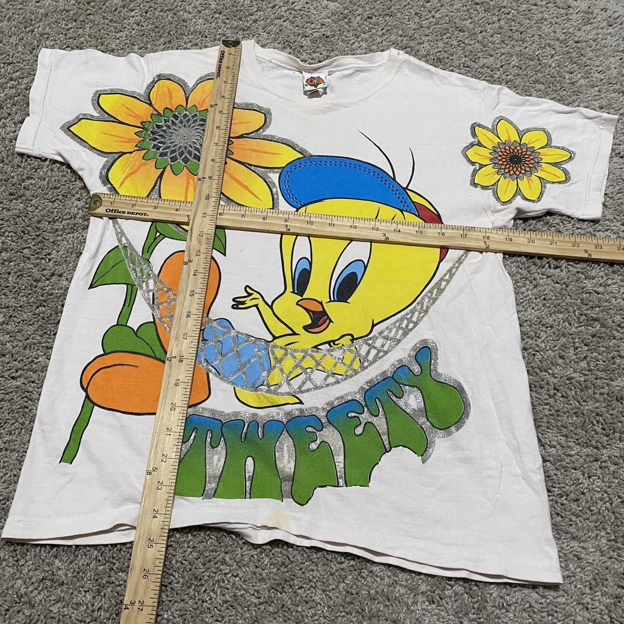 Vintage 90s Looney Tunes Tweety Bird white and... - Depop
