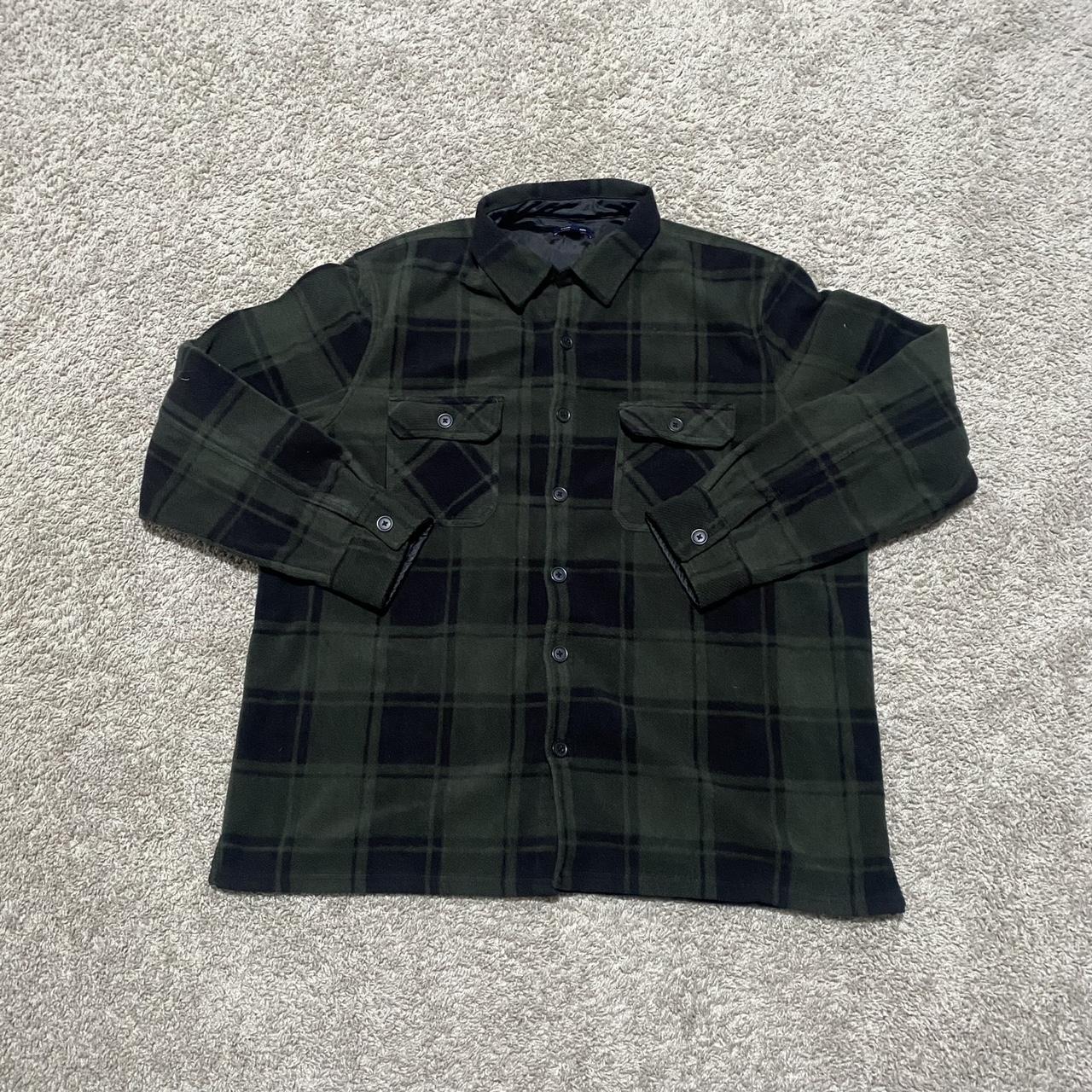 Vintage y2k fleece Green and brown fleece flannel... - Depop