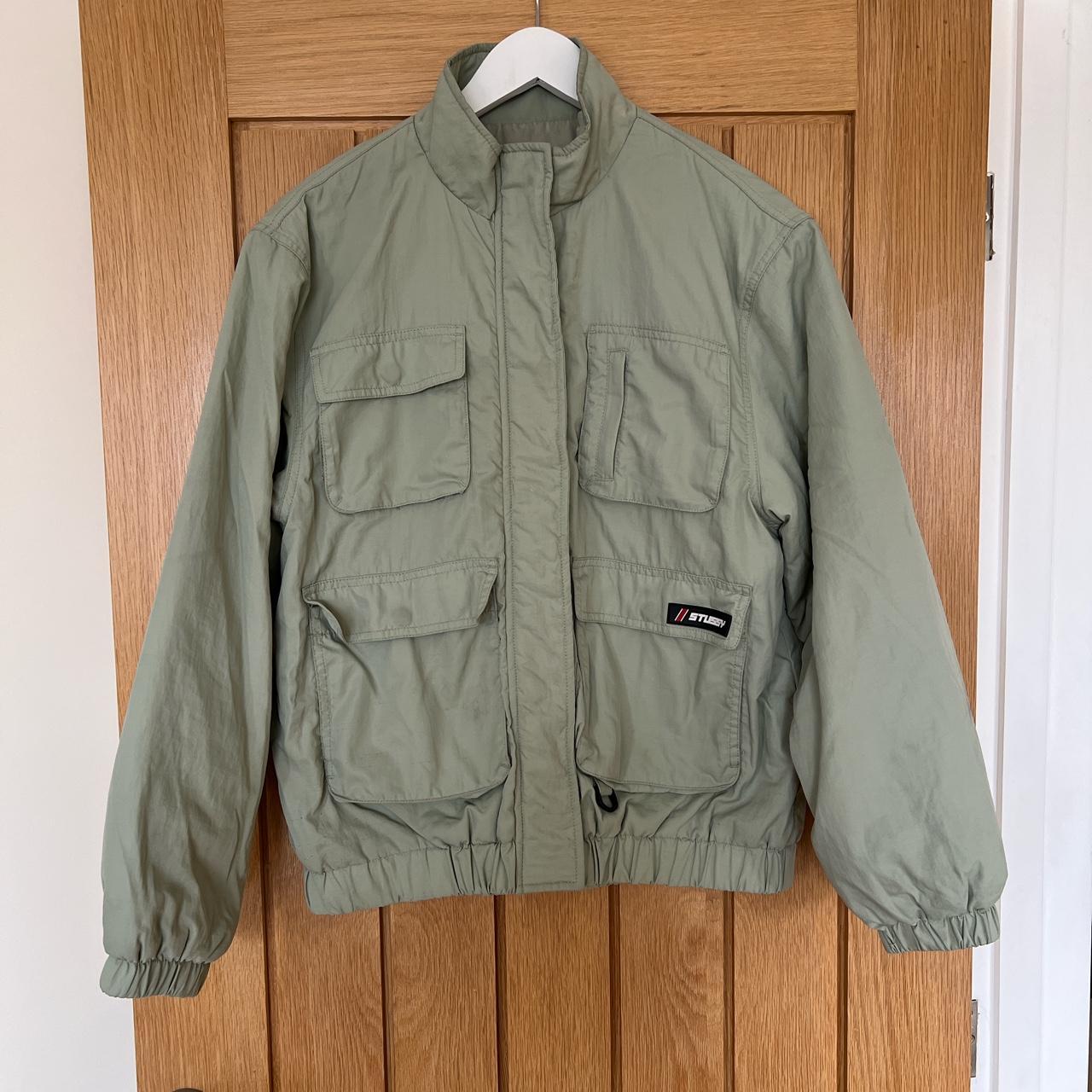 Stussy women’s tech shell jacket - pale green/khaki... - Depop