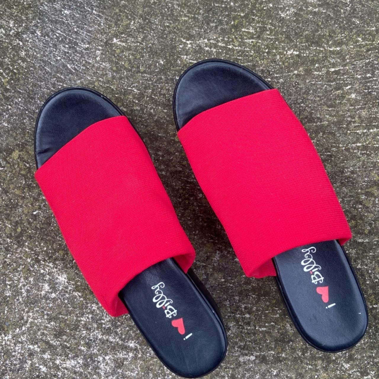Red platform slides/ sandals! Size 39. Size 8-8.5 - Depop