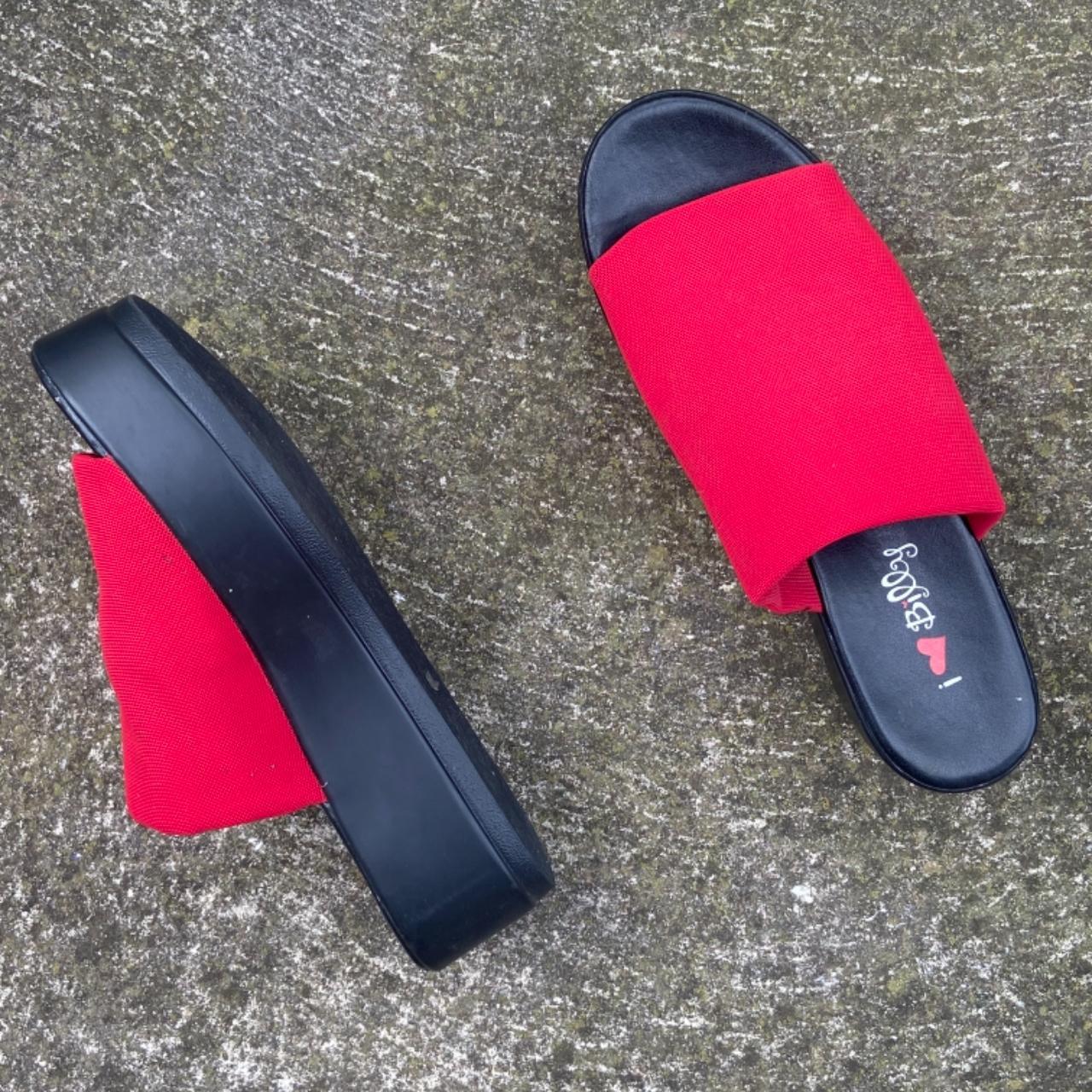 Red platform slides/ sandals! Size 39. Size 8-8.5 - Depop
