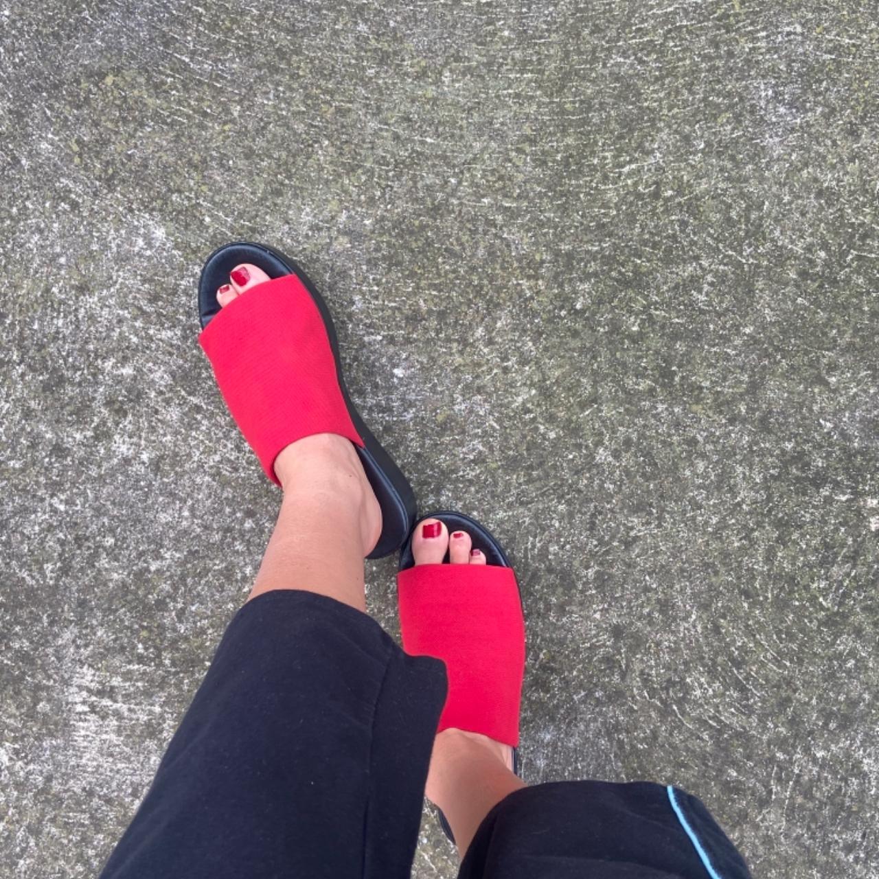 Red platform slides/ sandals! Size 39. Size 8-8.5 - Depop