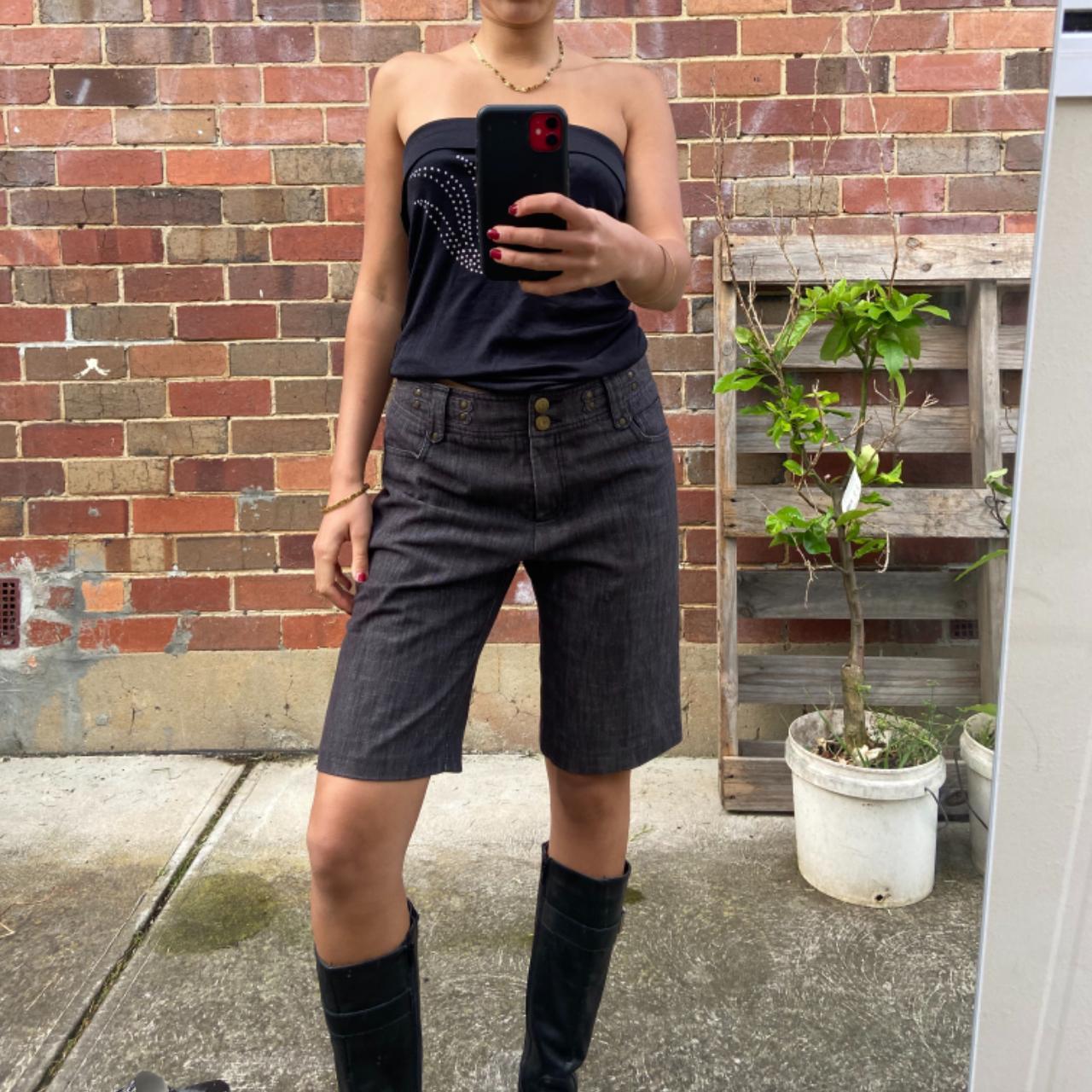 Grey/denim wash Jorts 3/4 pants Suited for a size 8,... - Depop