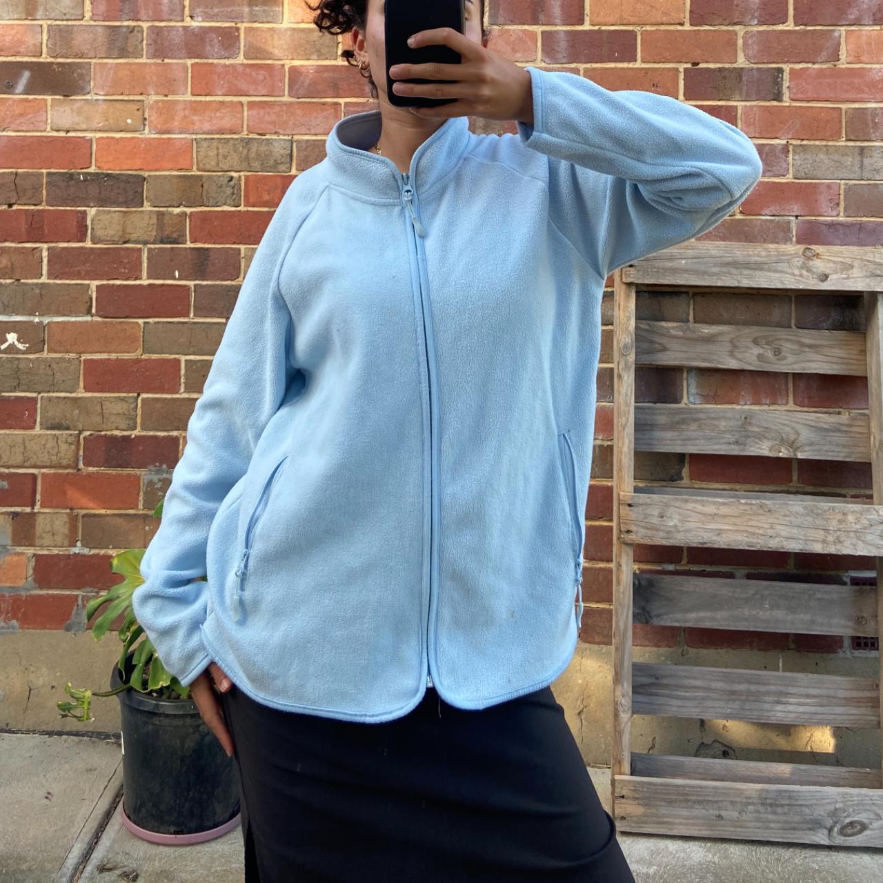 baby blue fleece jacket Perfect throw over Shown on... - Depop