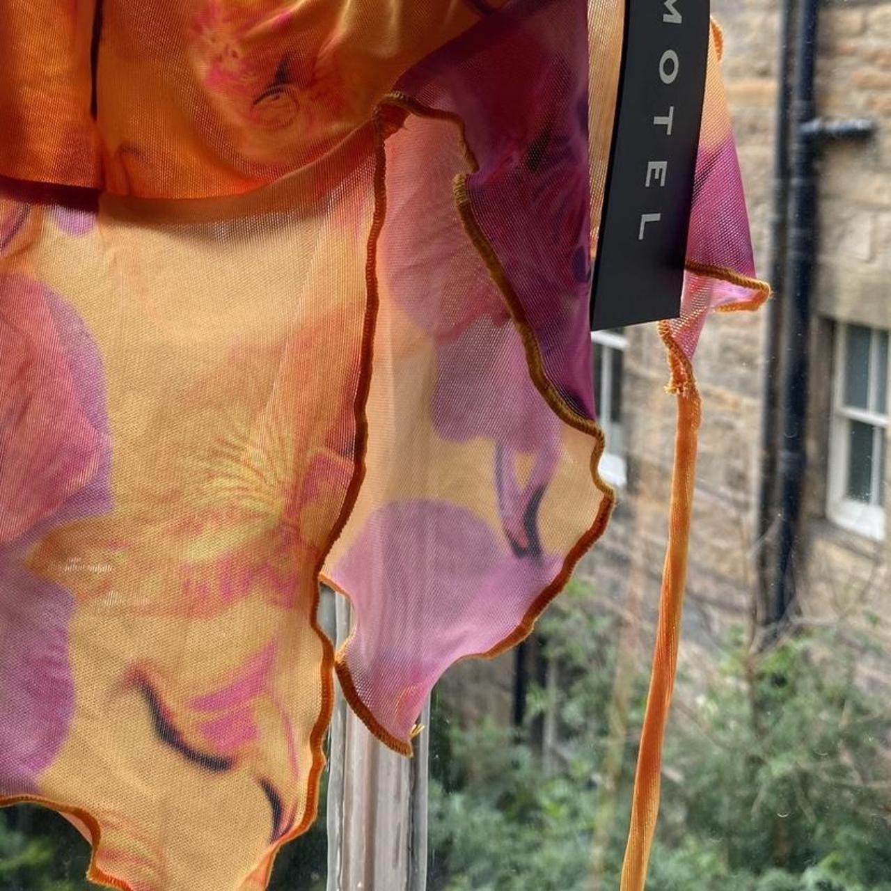 Motel Rocks Orange/Pink Flower Petal Pattern Tie... - Depop