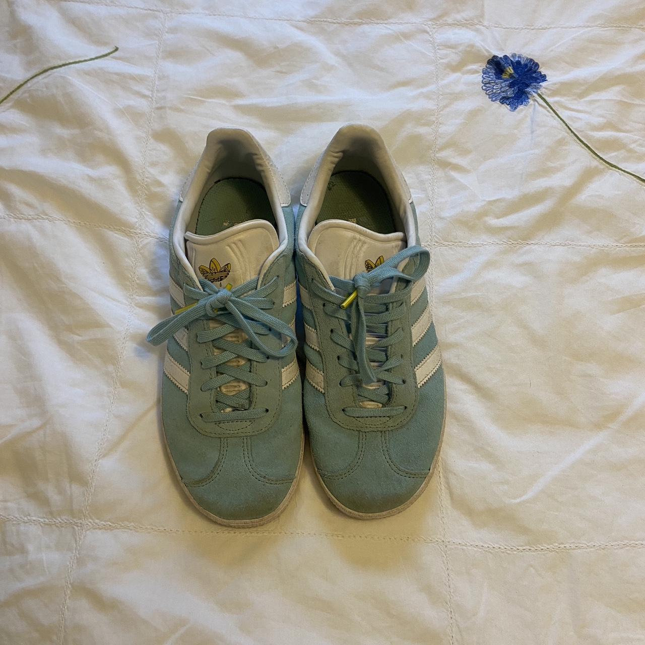 Turquoise adidas gazelle trainers Size 5.5... - Depop
