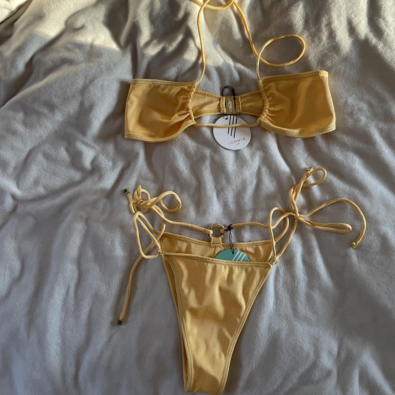 brand new sommer swim yellow bikini size xs top and... - Depop
