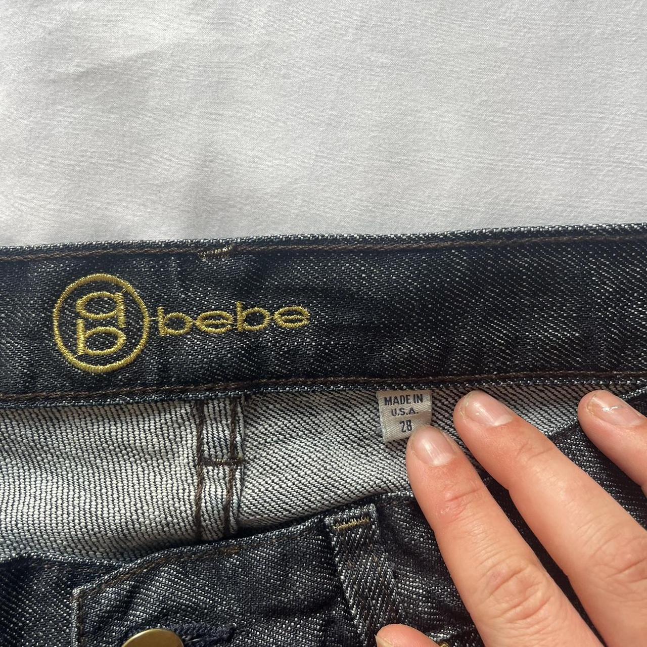 Bebe Women's Navy and Gold Jeans | Depop