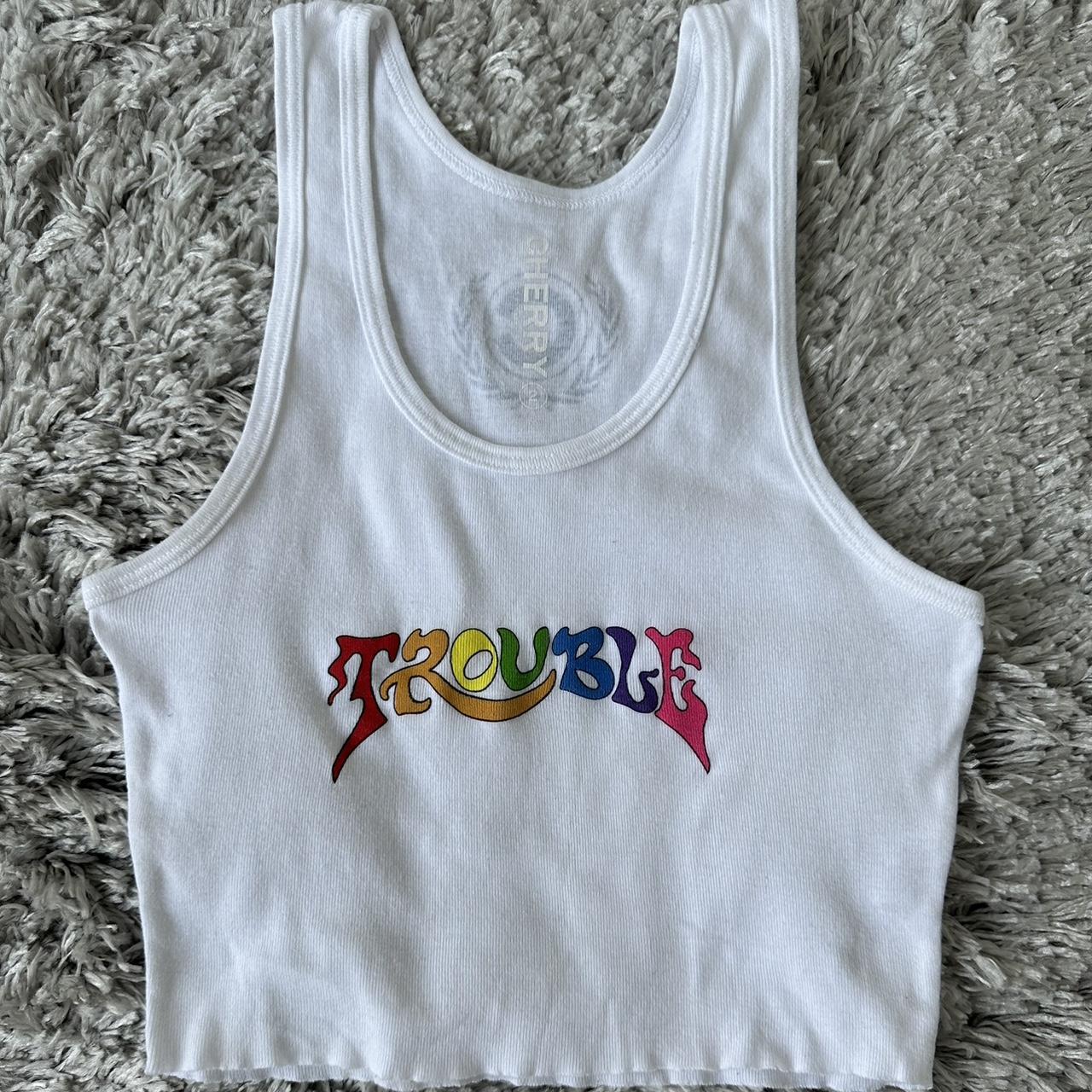 Cherry LA Women's White Crop-top | Depop