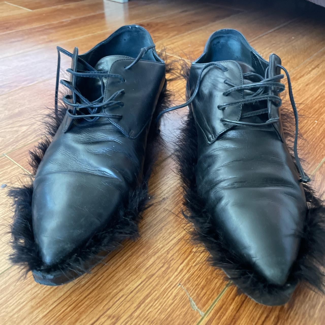 Simone Rocha clear heel with fur trim loafers - Depop