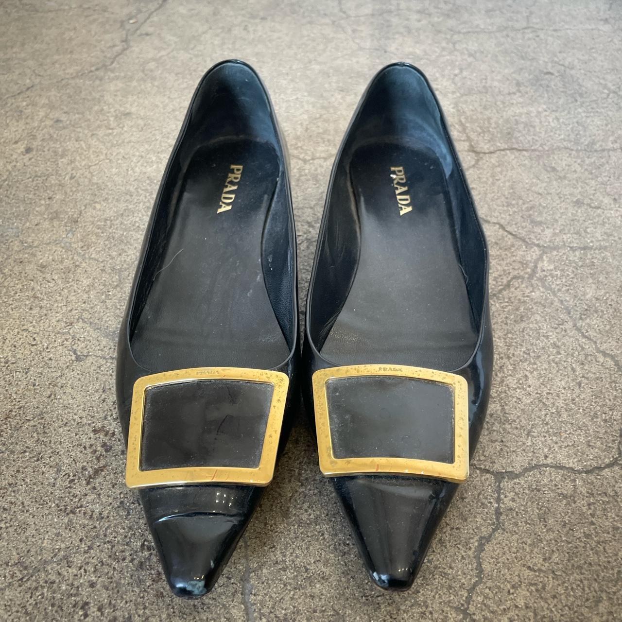Prada oversized buckle ballet flats - Depop