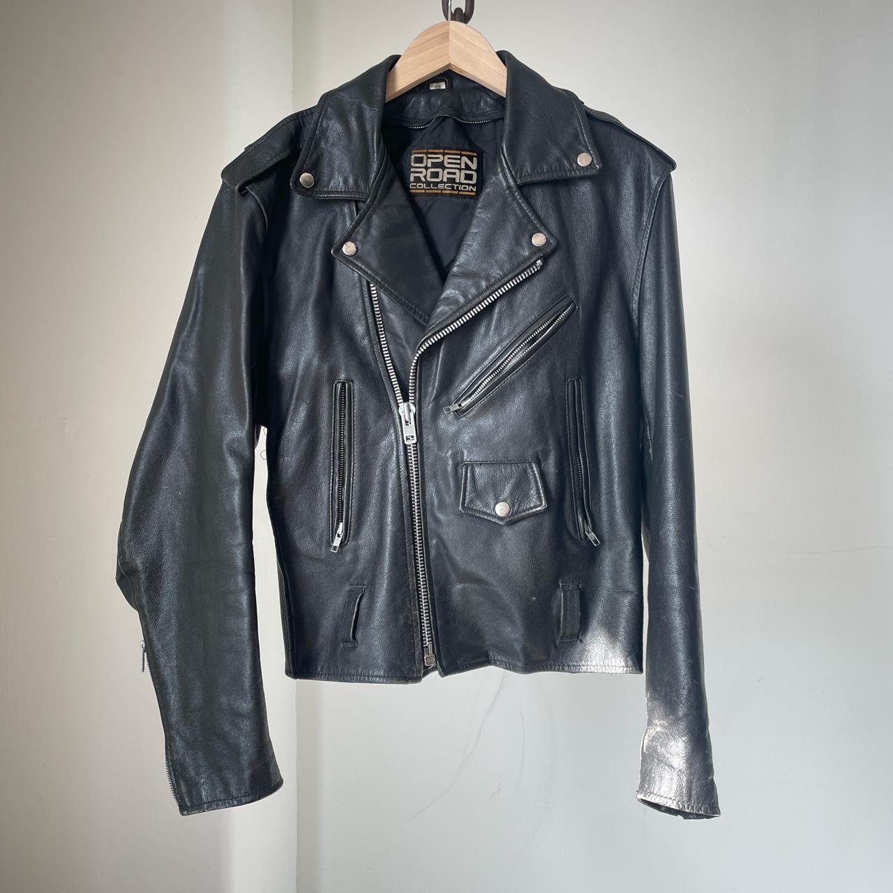 Open Road motorcycle leather jacket - Depop