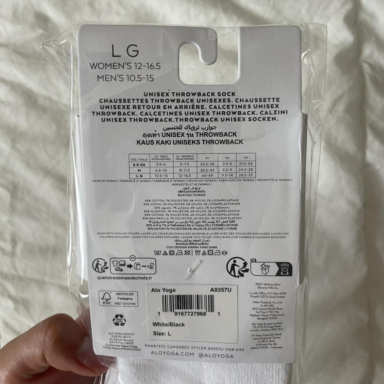 Alo unisex throwback socks white/black • size L •... - Depop