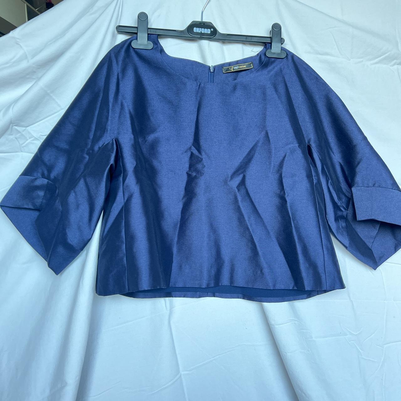 True navy silk top Would fit size 12-14 True dark... - Depop