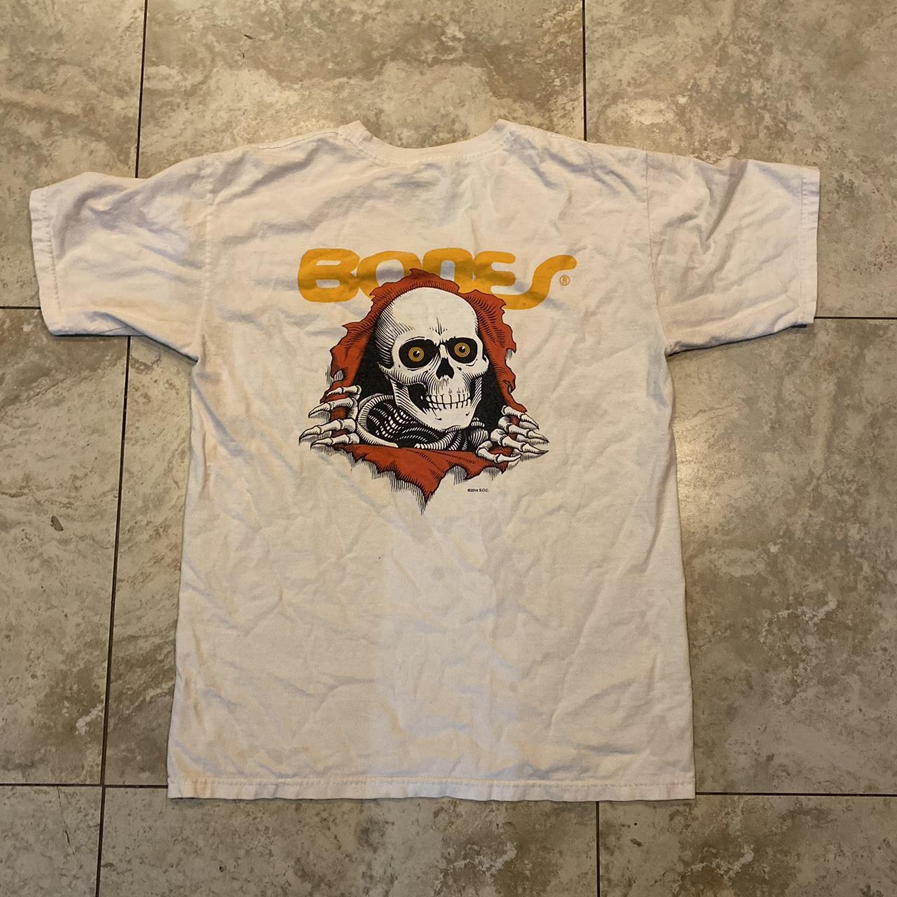 powell peralta bones ripper skeleton white t... - Depop