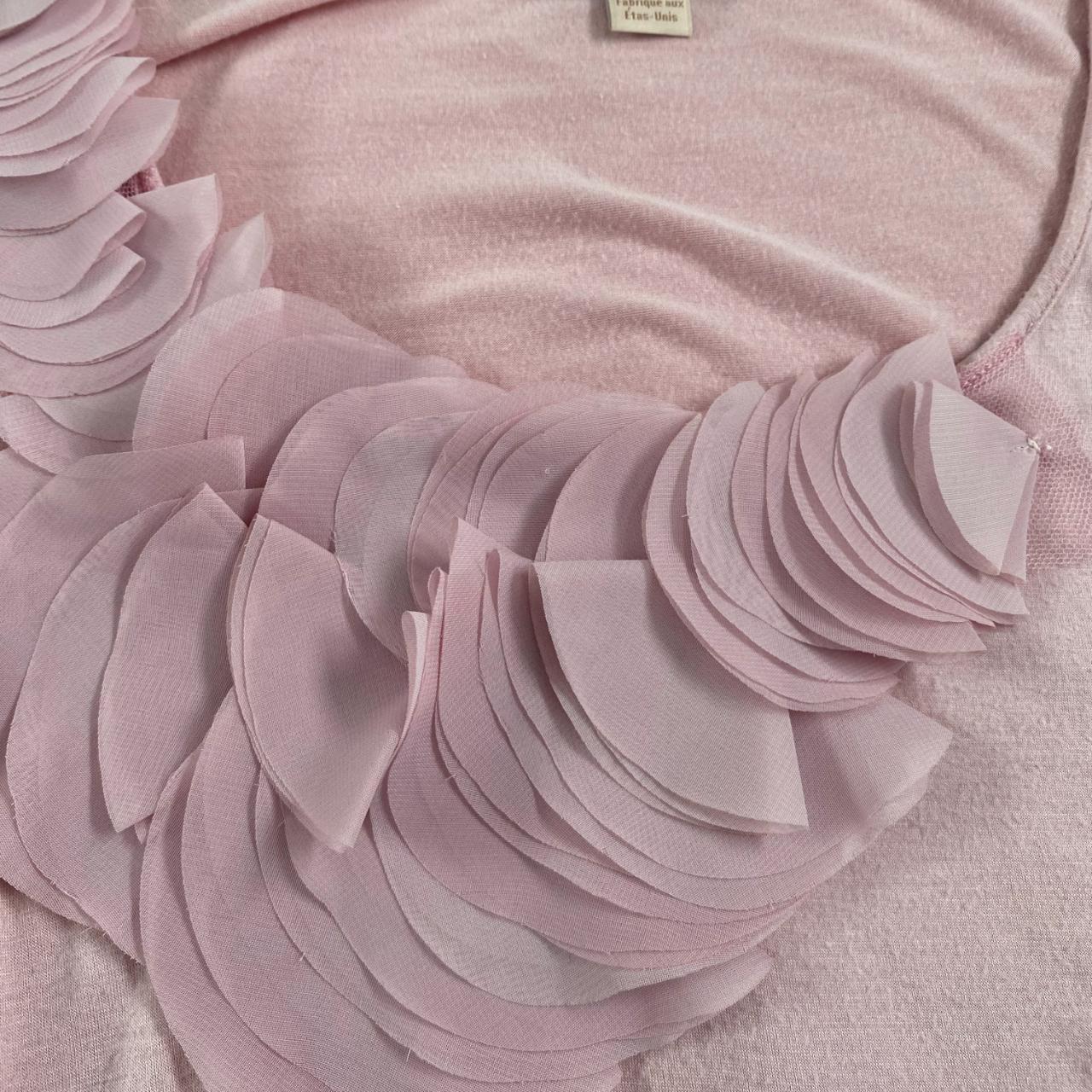 2000s balletcore pastel pink ruffle collar t-shirt... - Depop