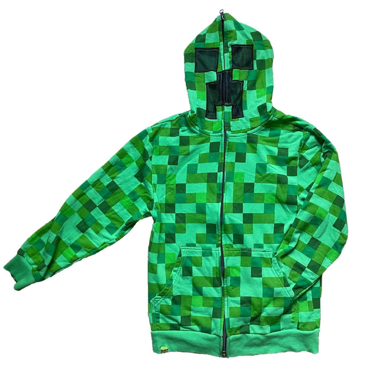 Minecraft Creeper zip up hoodie with mesh creeper... - Depop