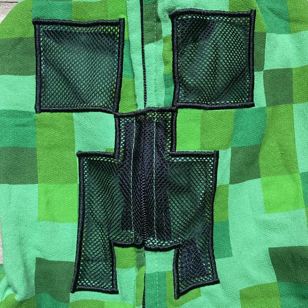 Minecraft Creeper zip up hoodie with mesh creeper... - Depop