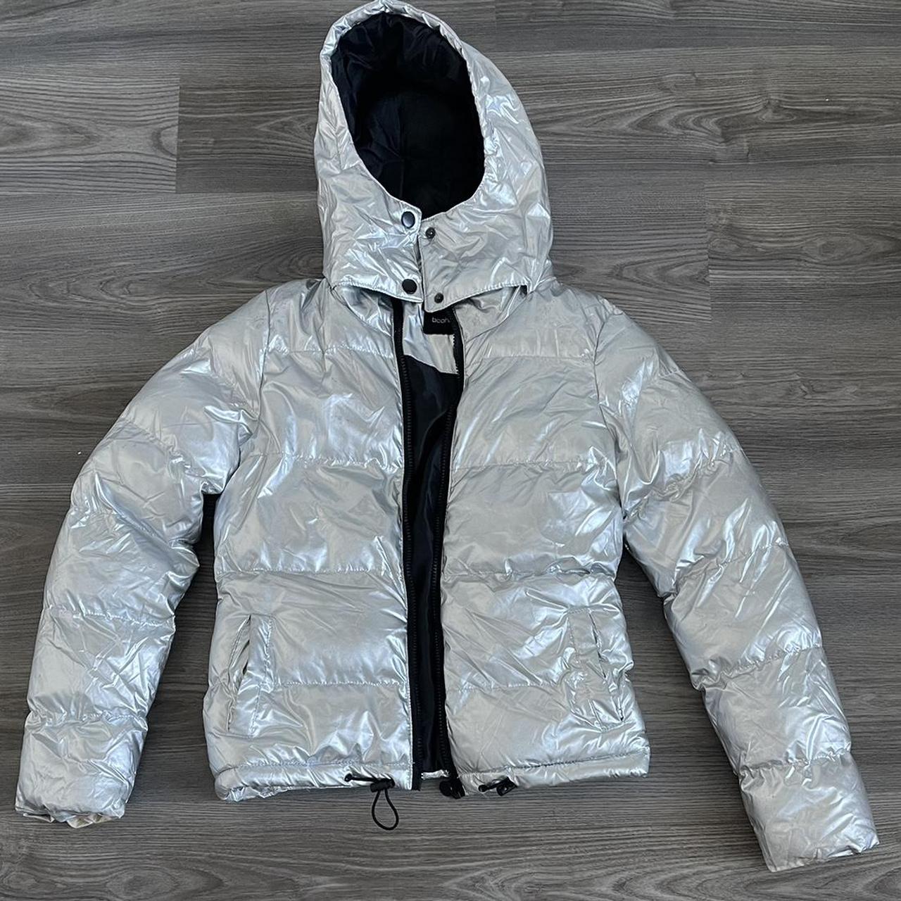Aluminum, Silver Puffer Jacket Size: 4 - Depop