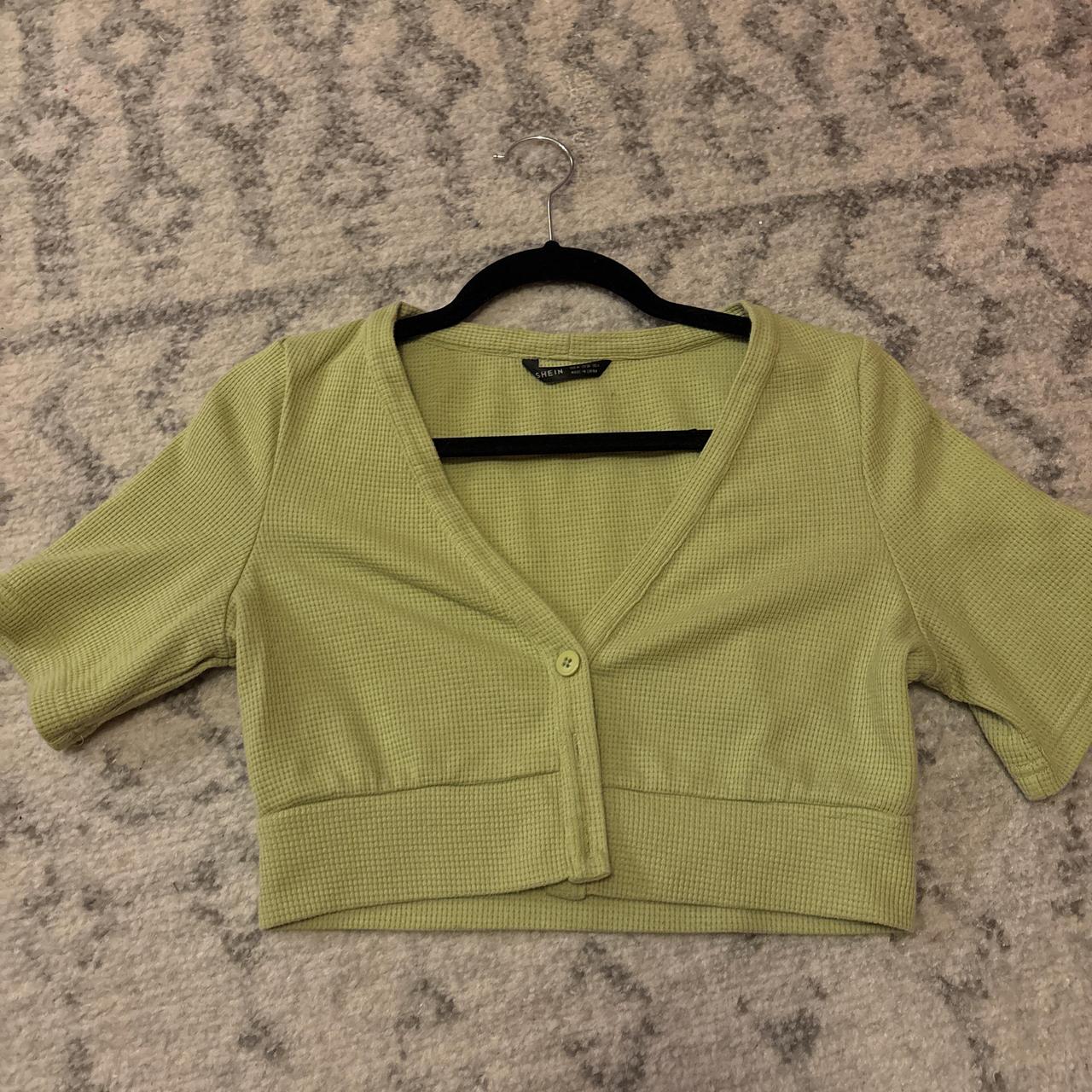 Green cropped cardigan #cardigan #cropped | Depop