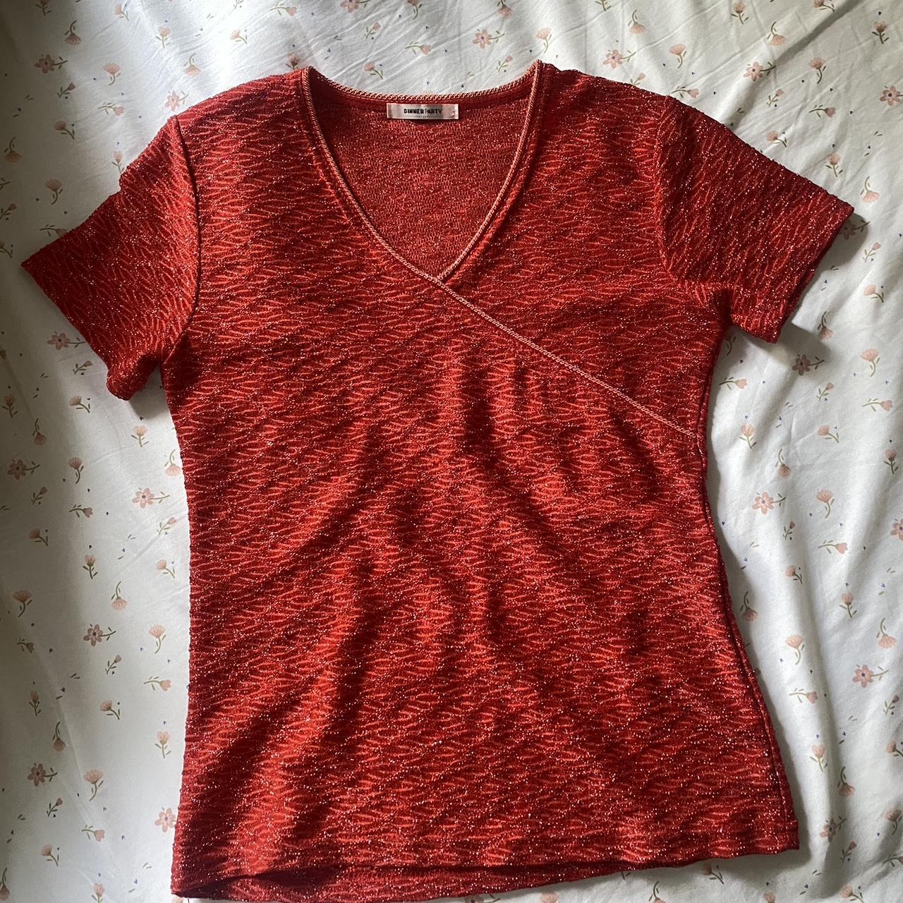 90s sparkly red top Dinner party brand Small/medium - Depop