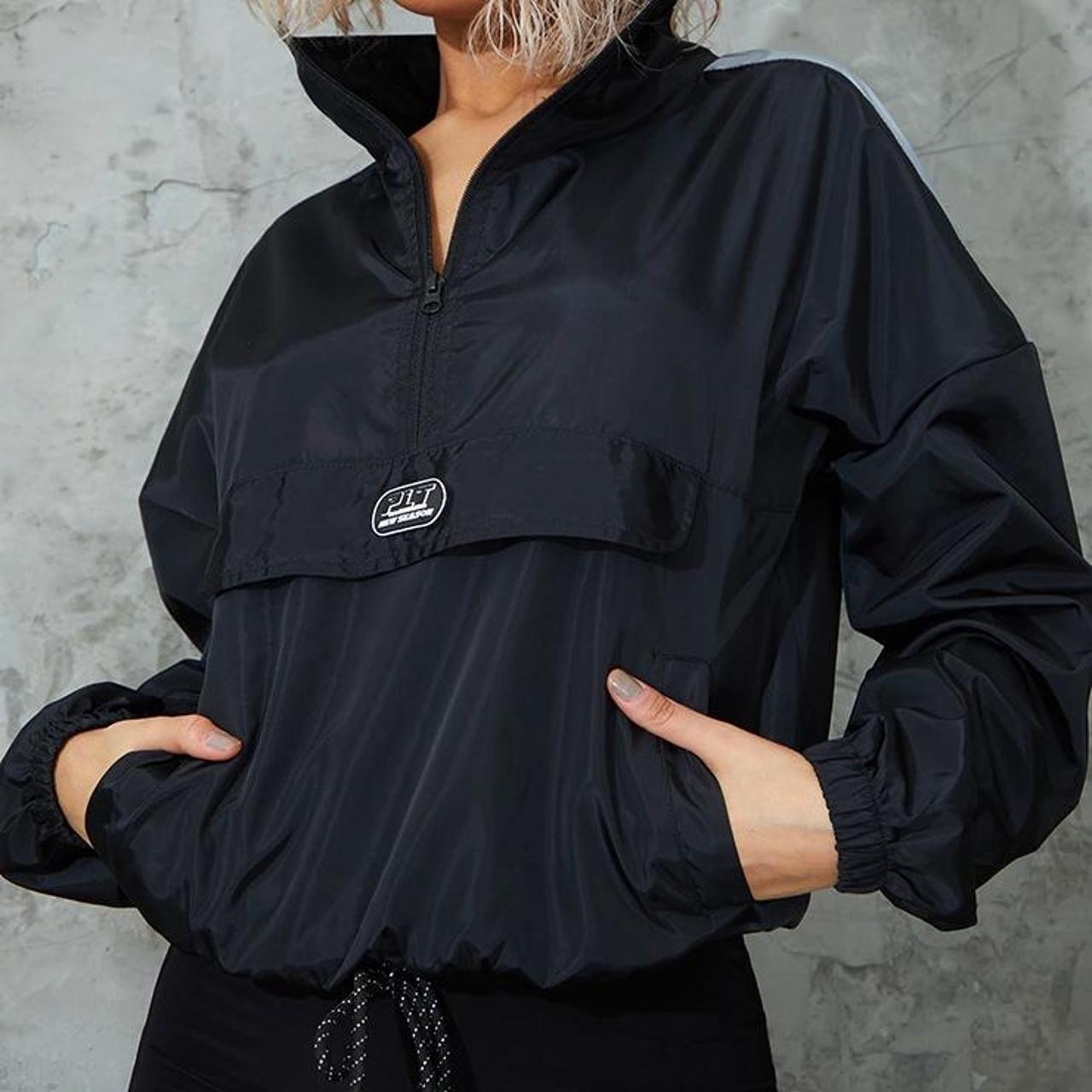 PRETTYLITTLETHING Black Pull Over Jacket Size 6... - Depop