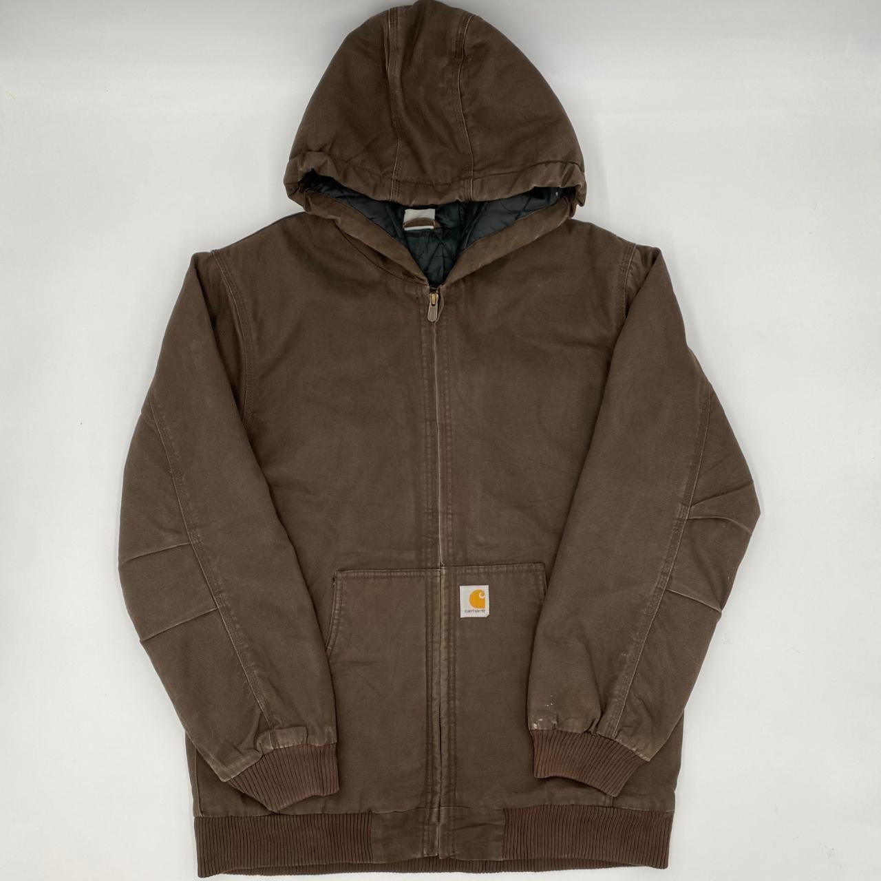 Carhartt Jacket Chocolate brown thick canvas hooded... - Depop