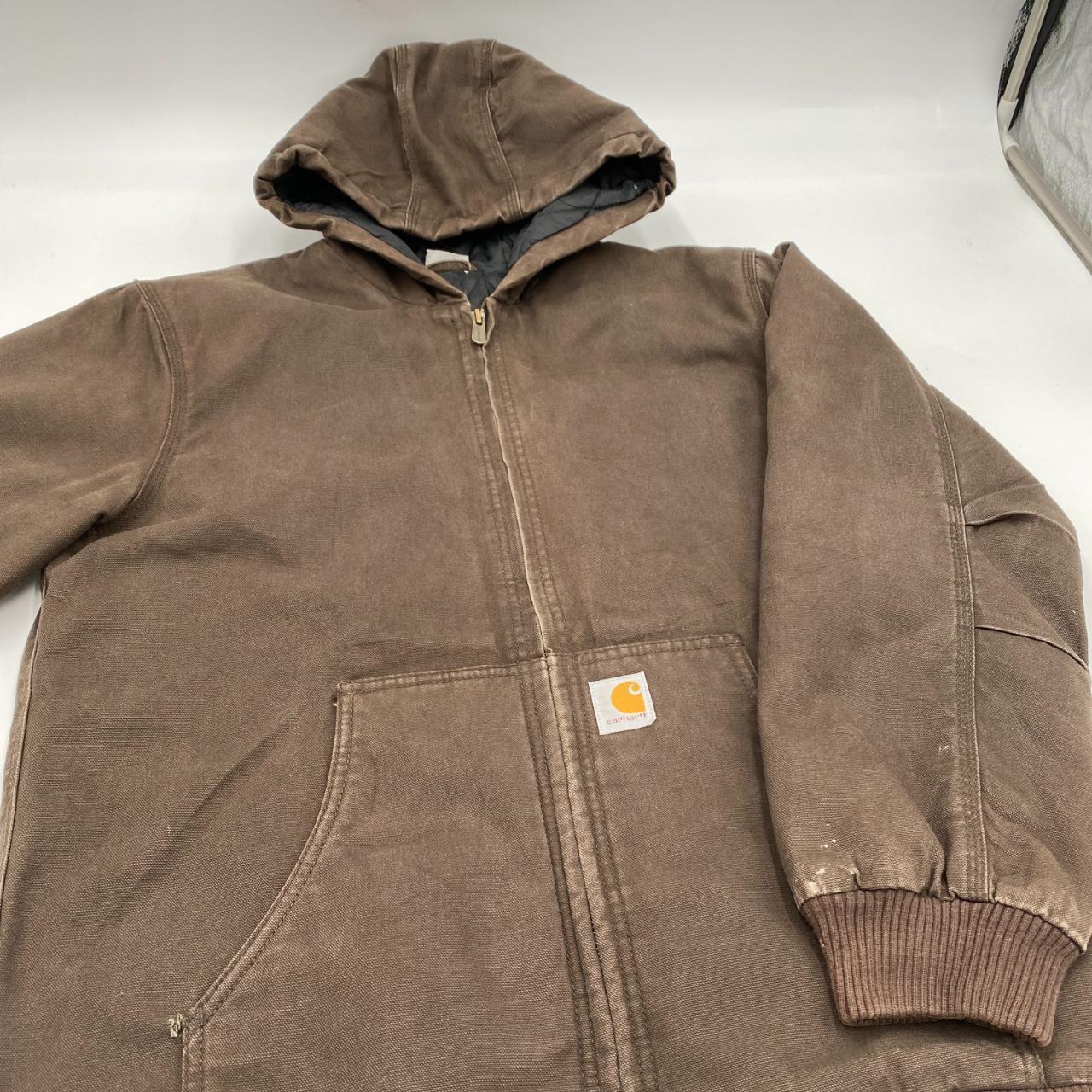 Carhartt Jacket Chocolate brown thick canvas hooded... - Depop