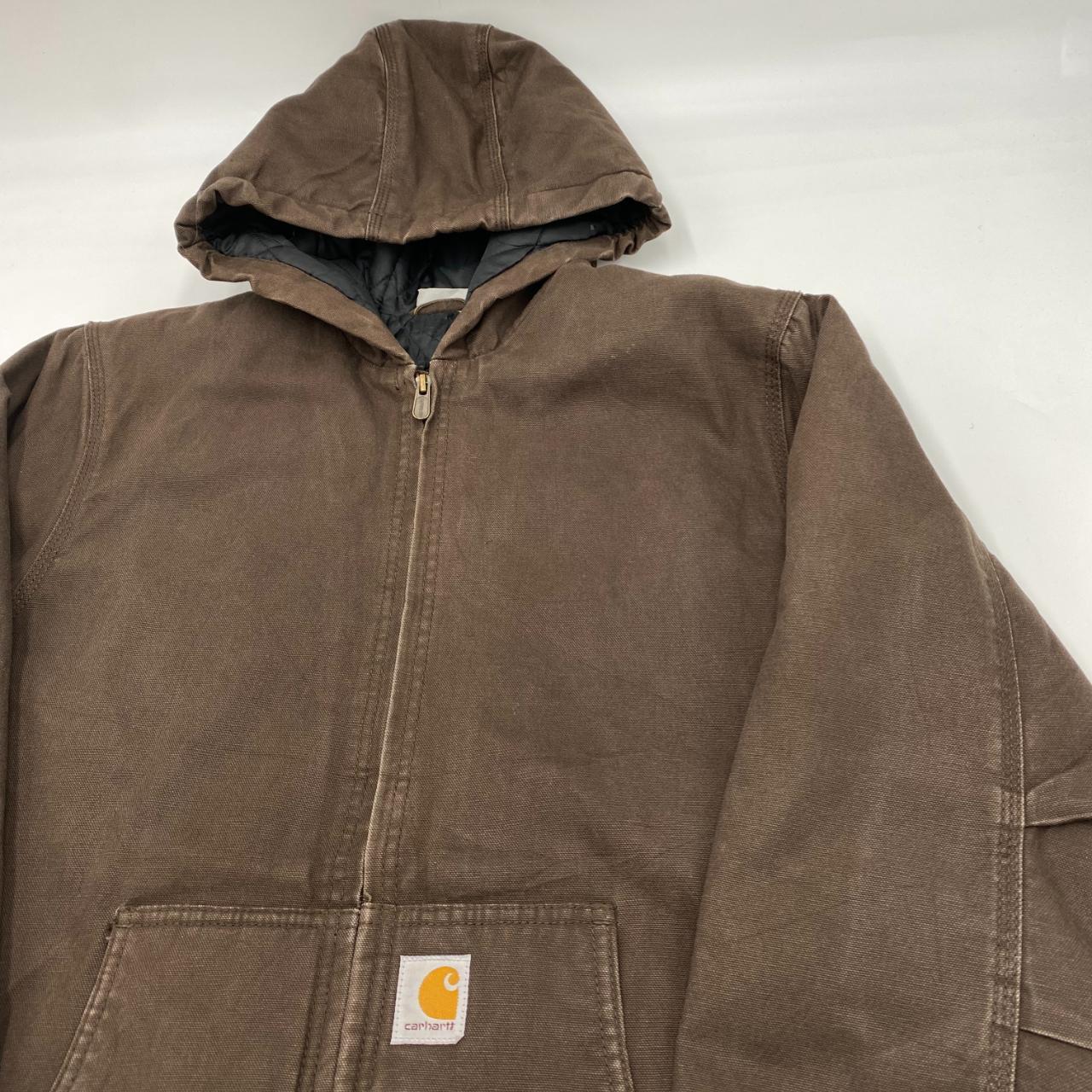 Carhartt Jacket Chocolate brown thick canvas hooded... - Depop