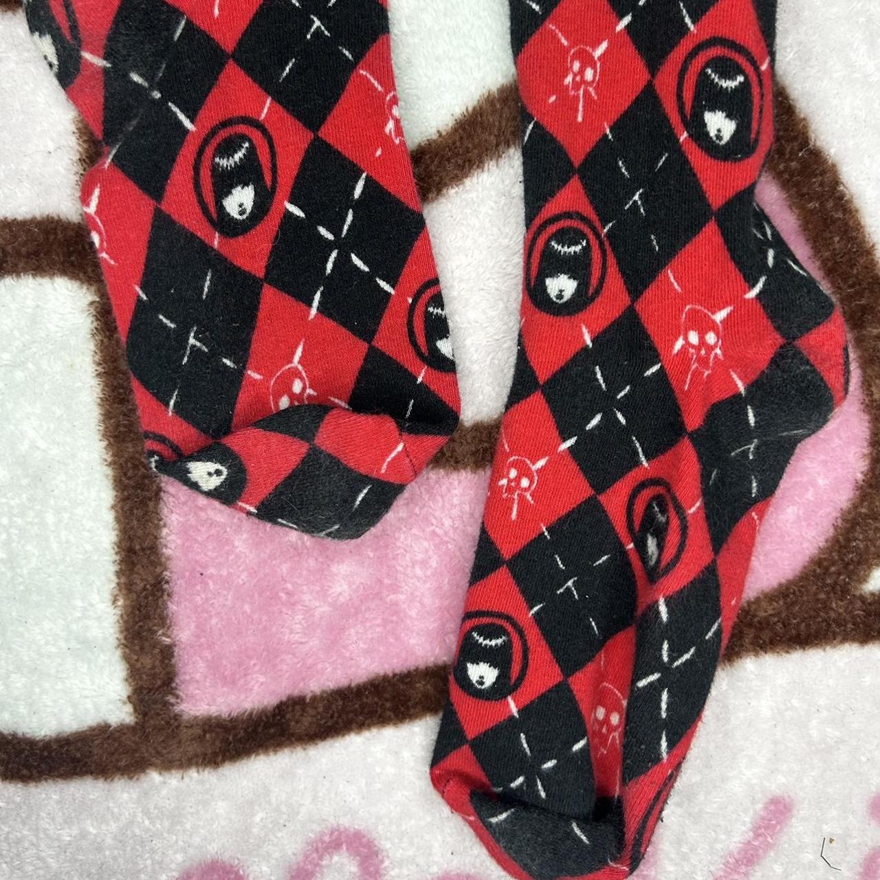Dolls Kill Women's Red and Black Socks | Depop