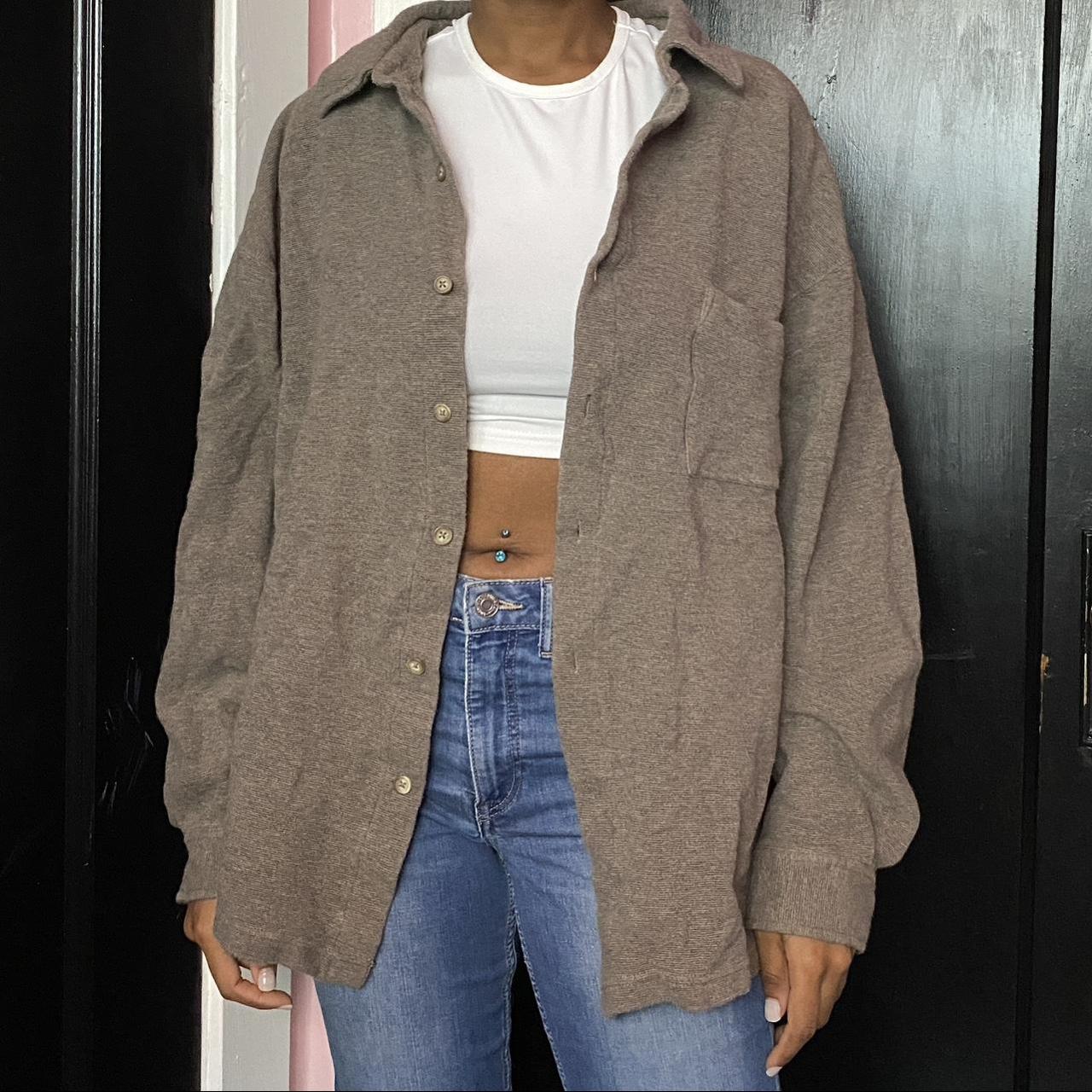 Earth tone button up cotton rayon blend shirt Earthy... - Depop