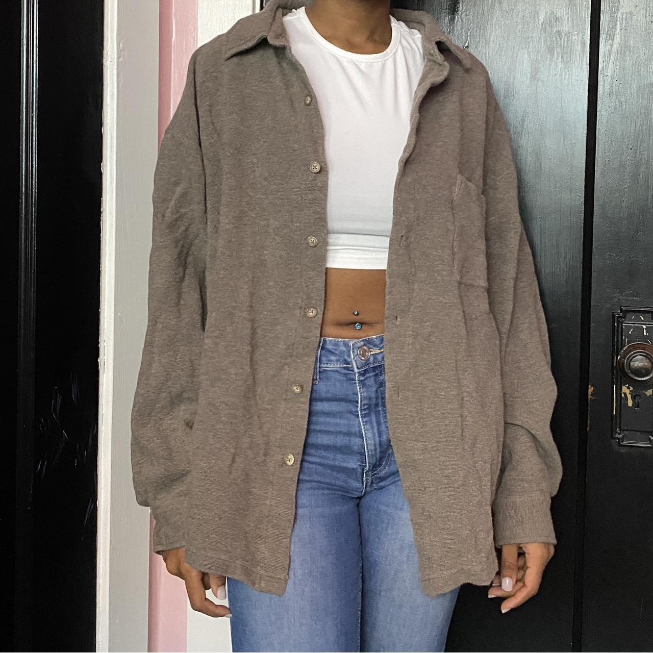 Earth tone button up cotton rayon blend shirt Earthy... - Depop