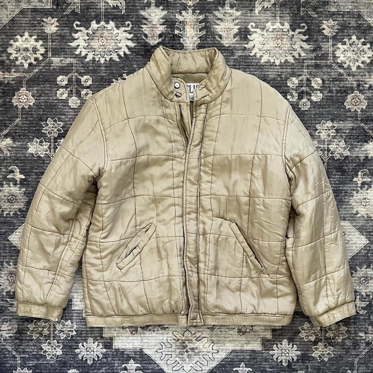 vintage tan quilted jacket free people jacket dupe... - Depop