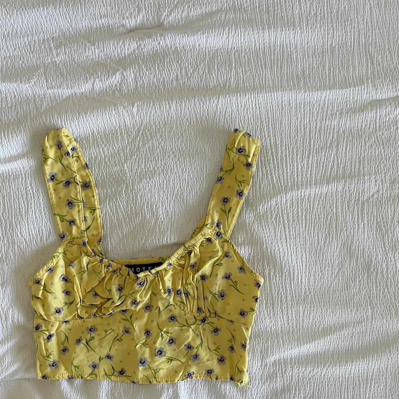 floral crop top motel rocks bust: 15 in length... - Depop