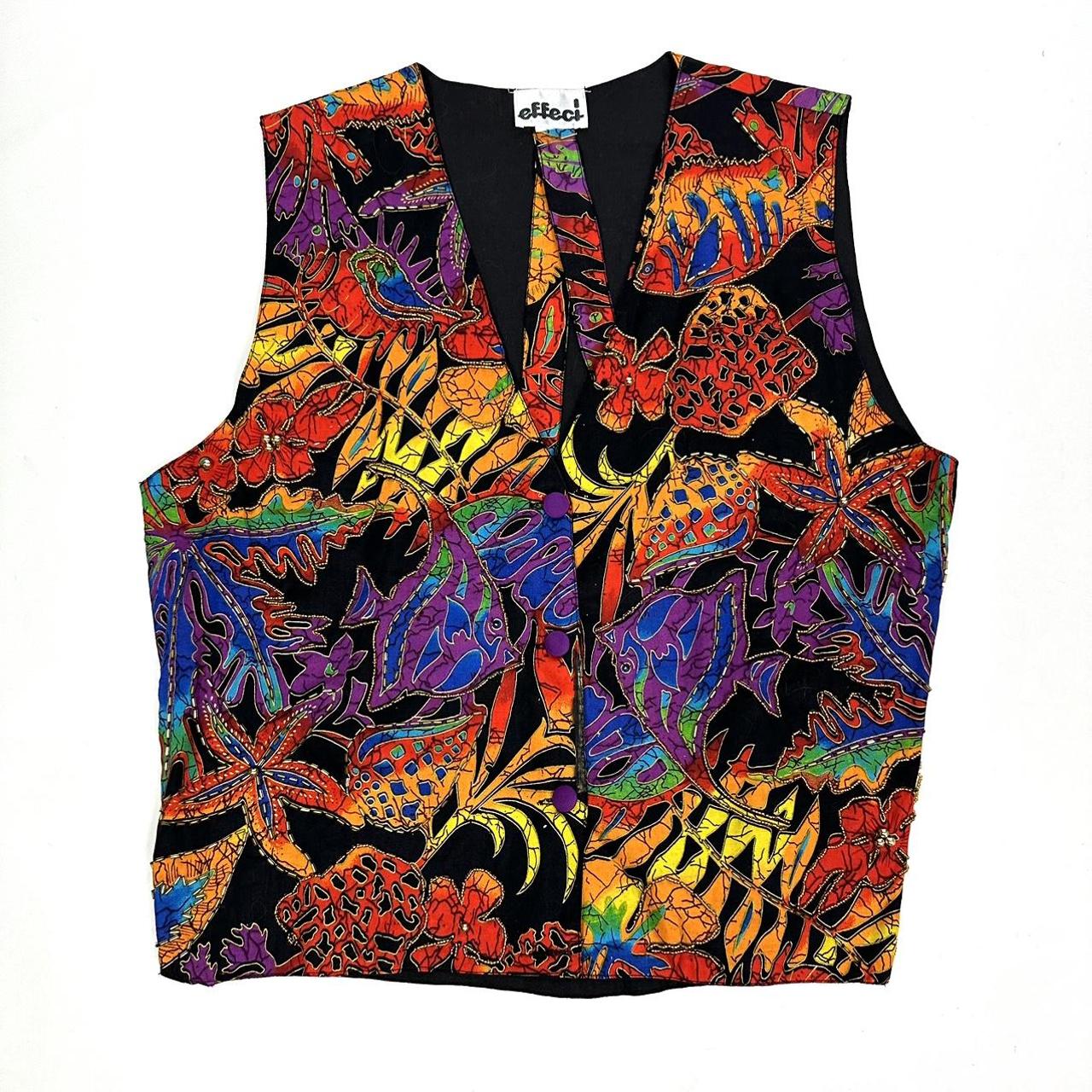 Vintage 80s Psychedelic Multi-Color Vest Brand:... - Depop