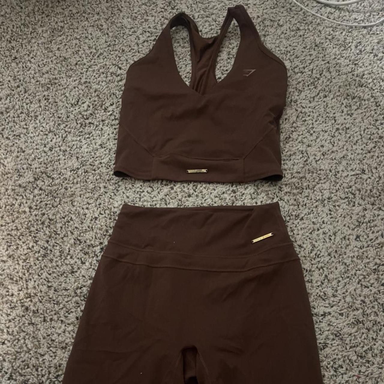 Whitney simmons x gymshark brown workout shorts and... - Depop