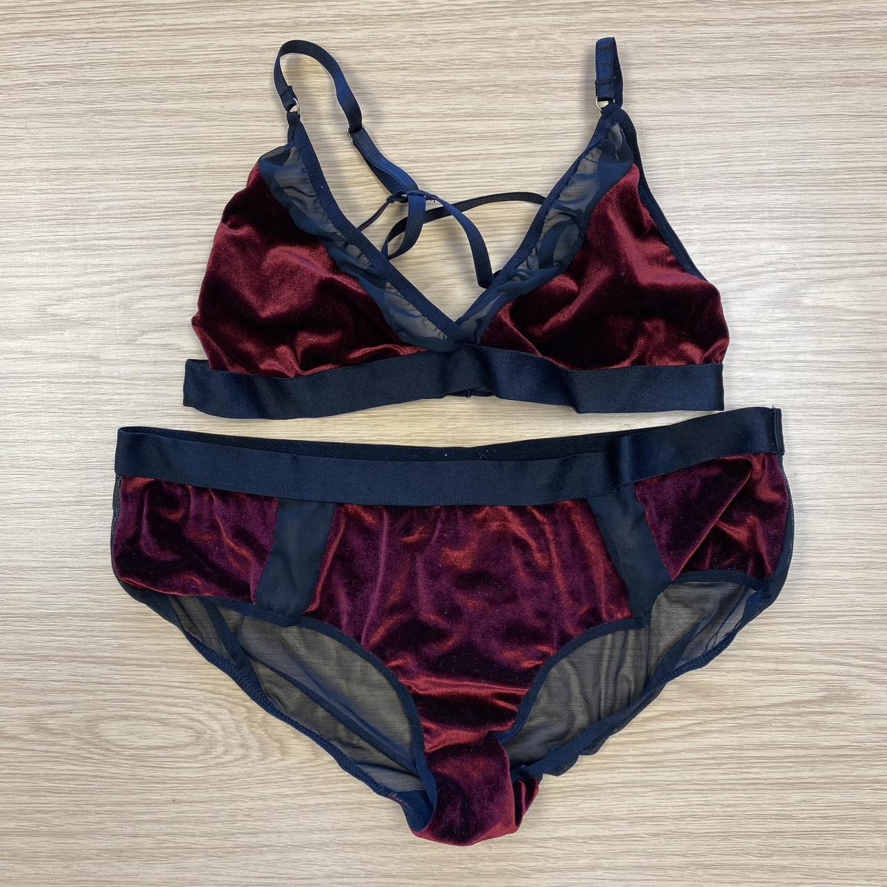 Primark Secret Possessions burgundy velour and black... - Depop