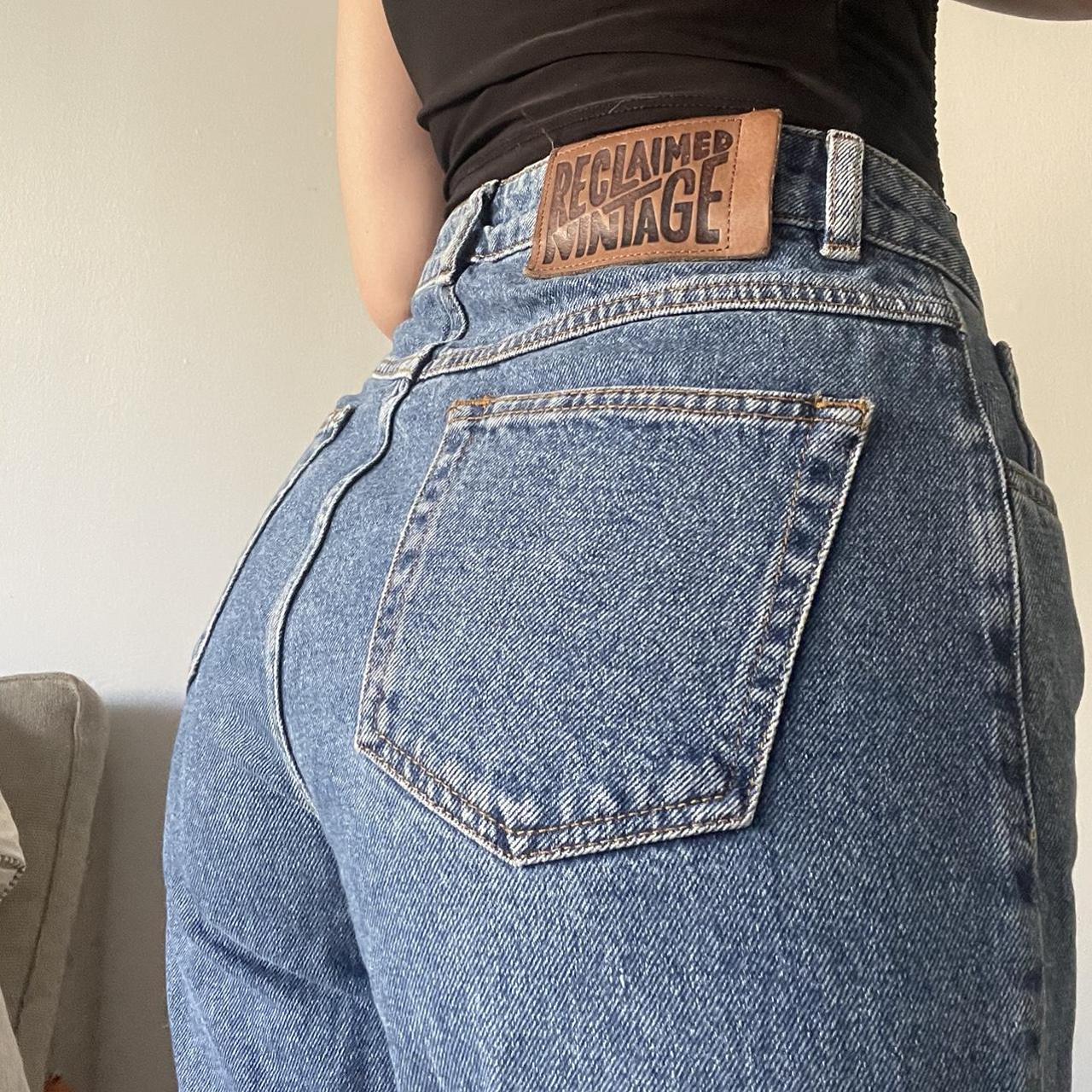 ASOS Reclaimed Vintage Women's Blue Trousers | Depop