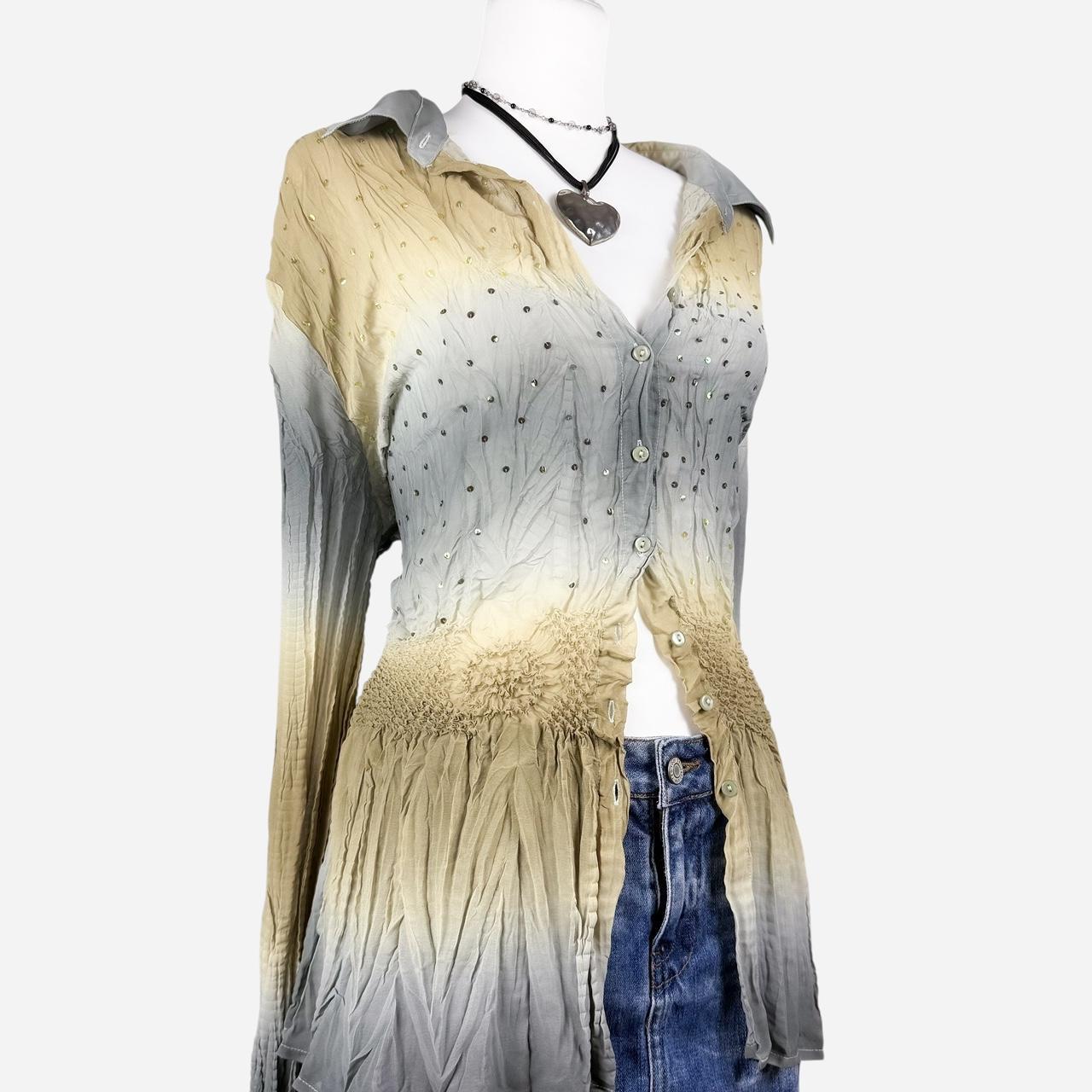 🧚Early 2000’s Fairy Sheer Frilly Button Up🧚... | Depop