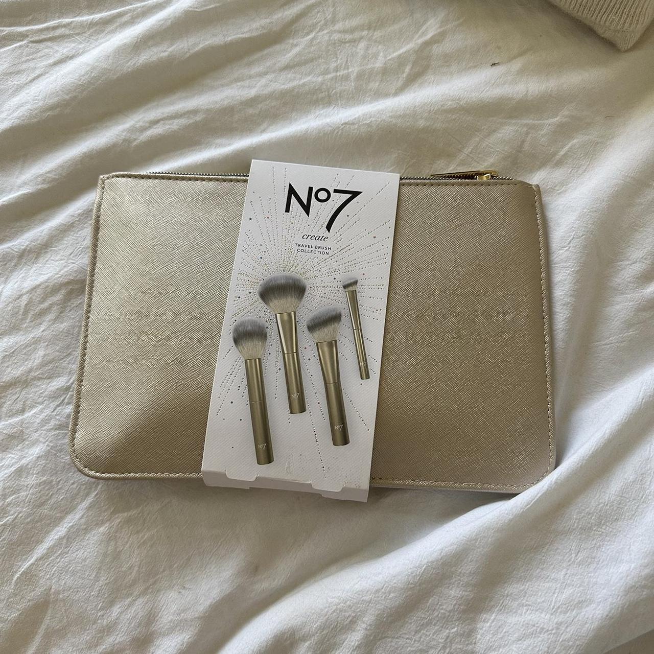Champagne gold makeup pouch with travel size makeup... - Depop