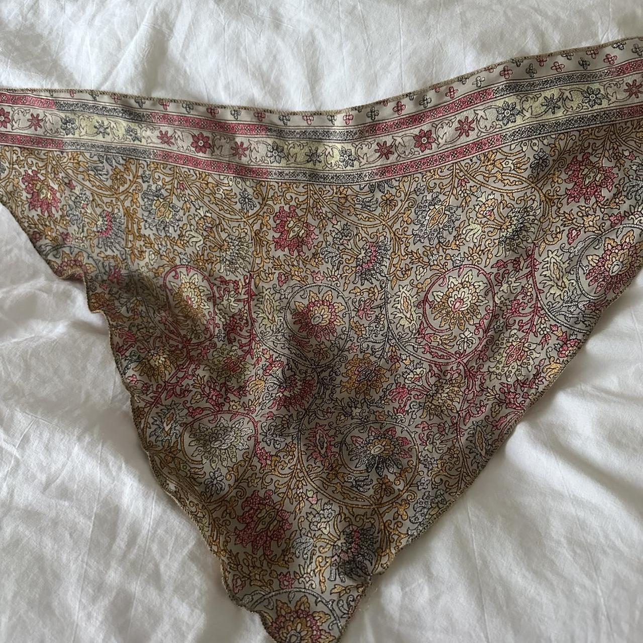 Brand new paisley pattern bandana scarf with gold... - Depop