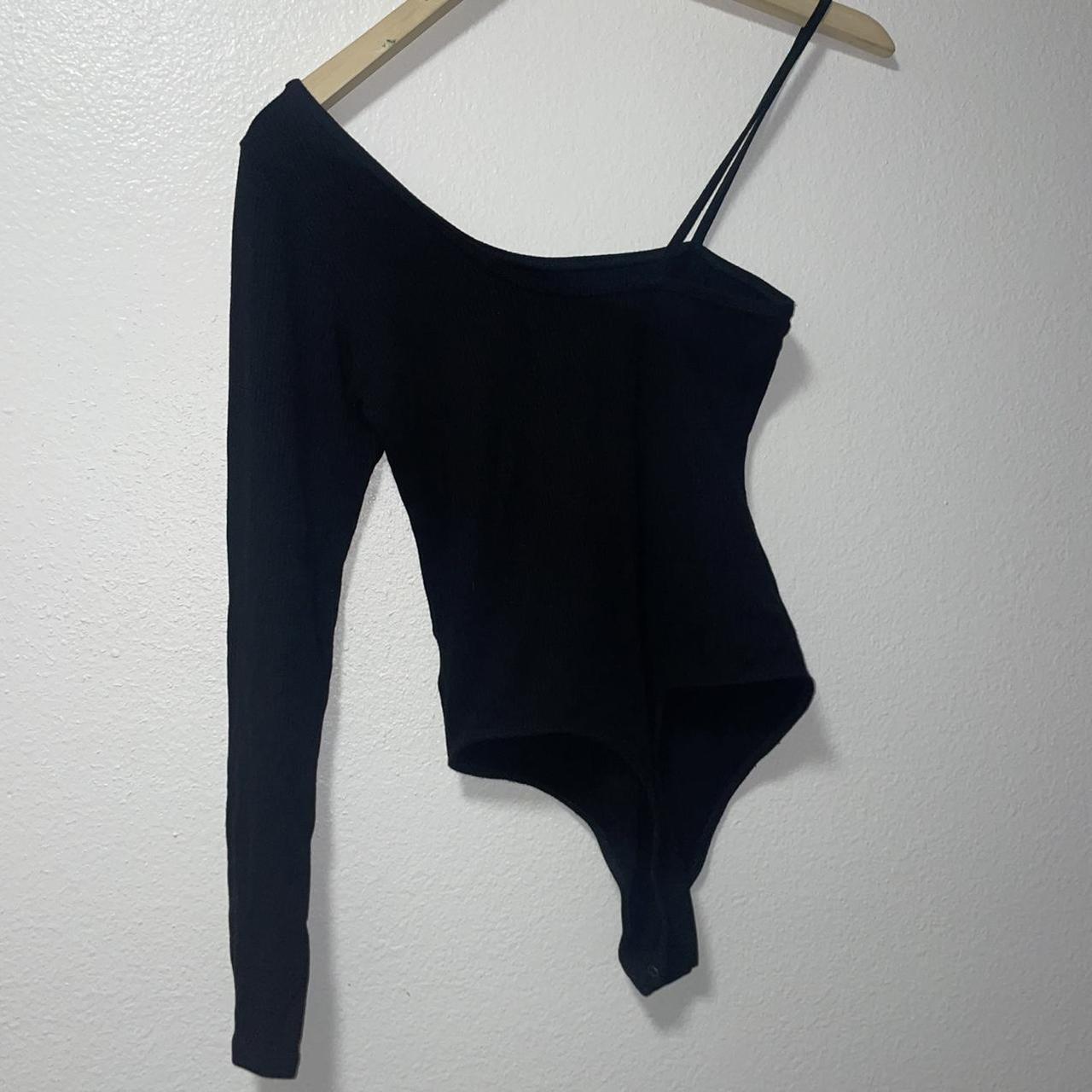🖤 black half tank half long sleeve ribbed bodysuit... - Depop