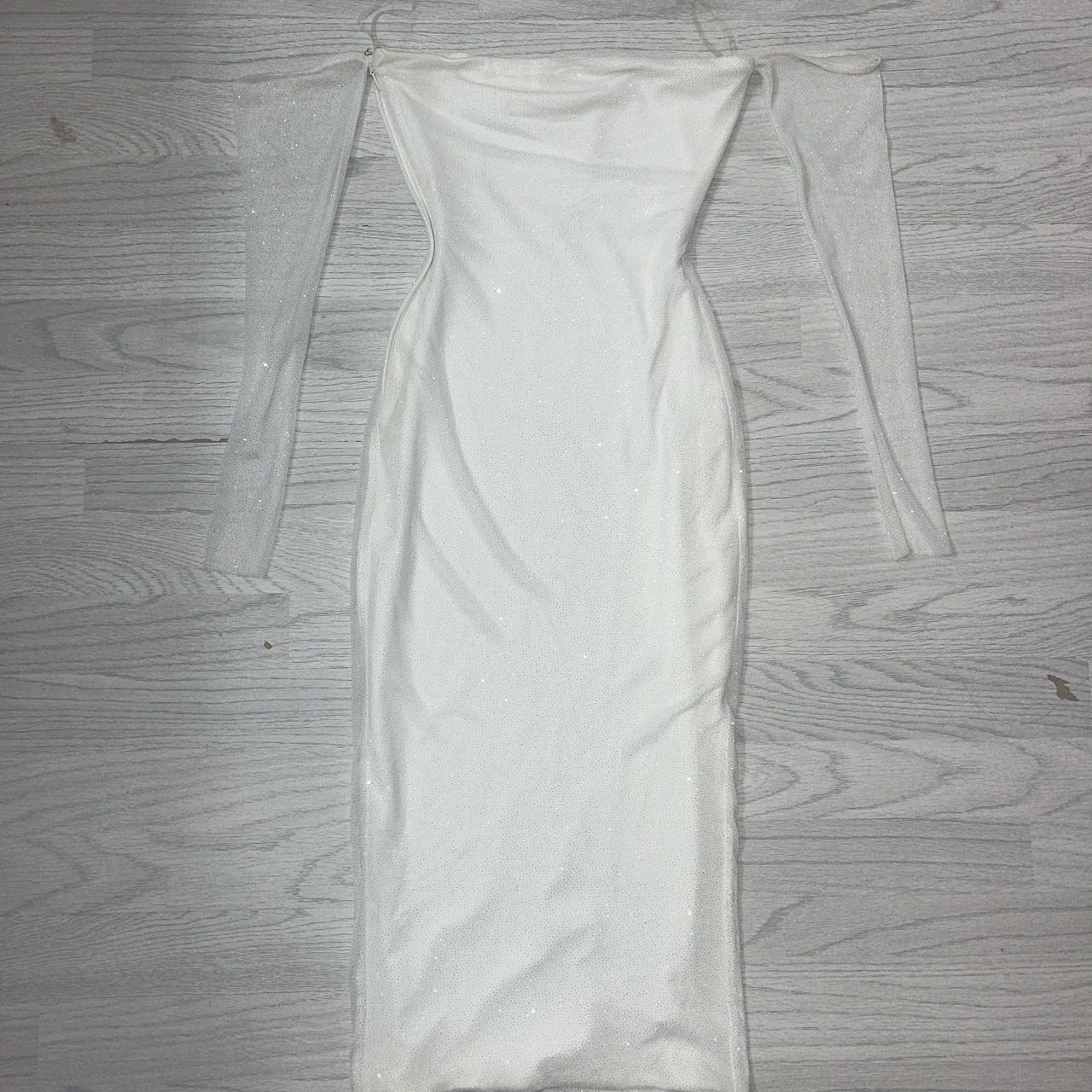 Meshki sparkly white midi dress never worn x - Depop