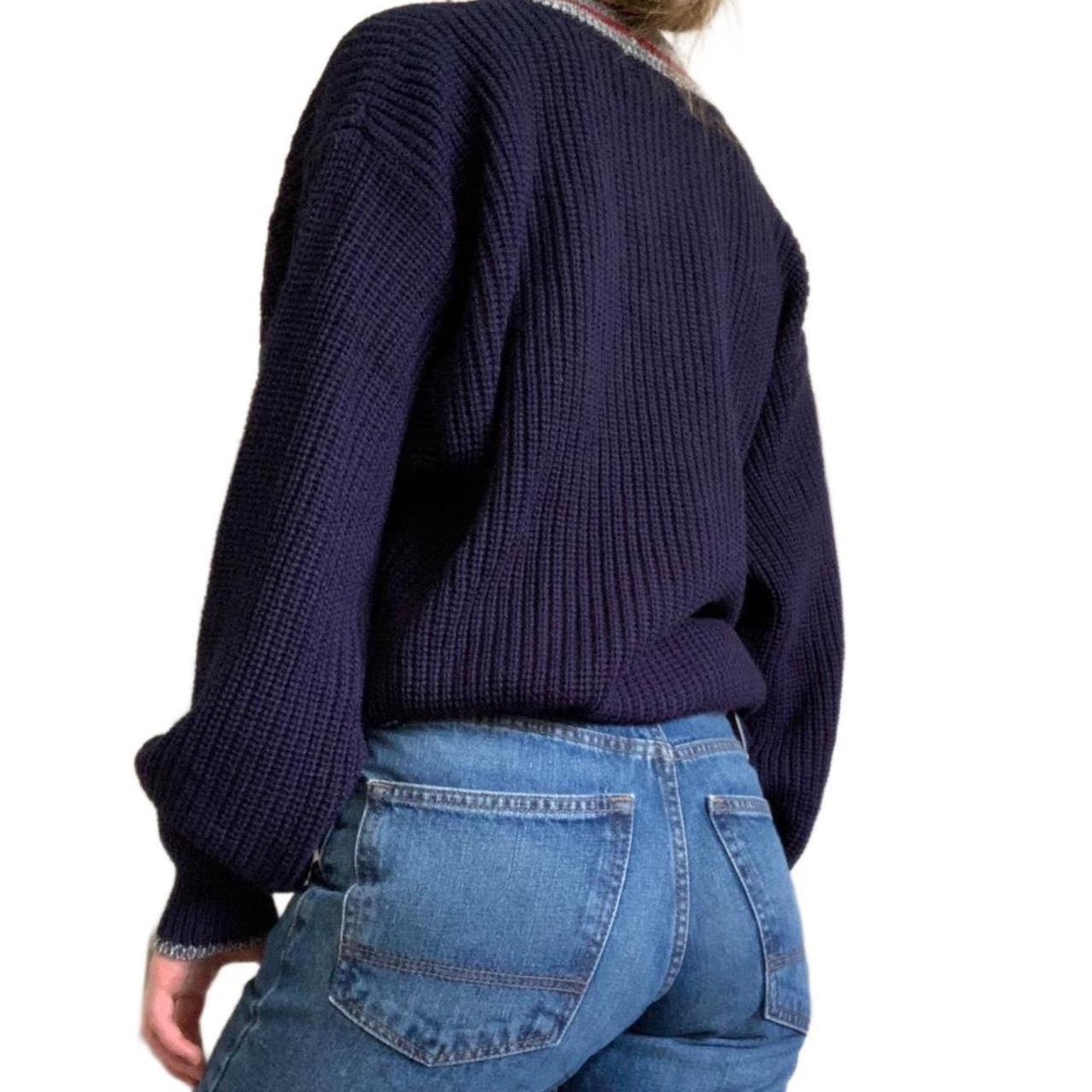 Vintage V-neck Sweater Preppy oversized 90s... - Depop