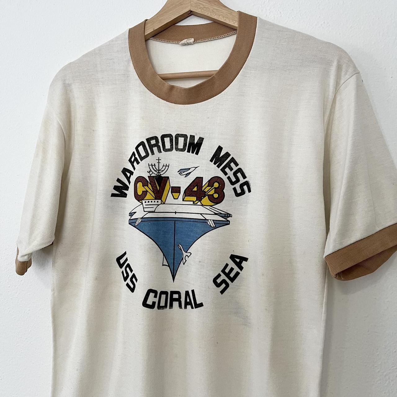 True vintage 70s us navy army military uss coral sea... - Depop
